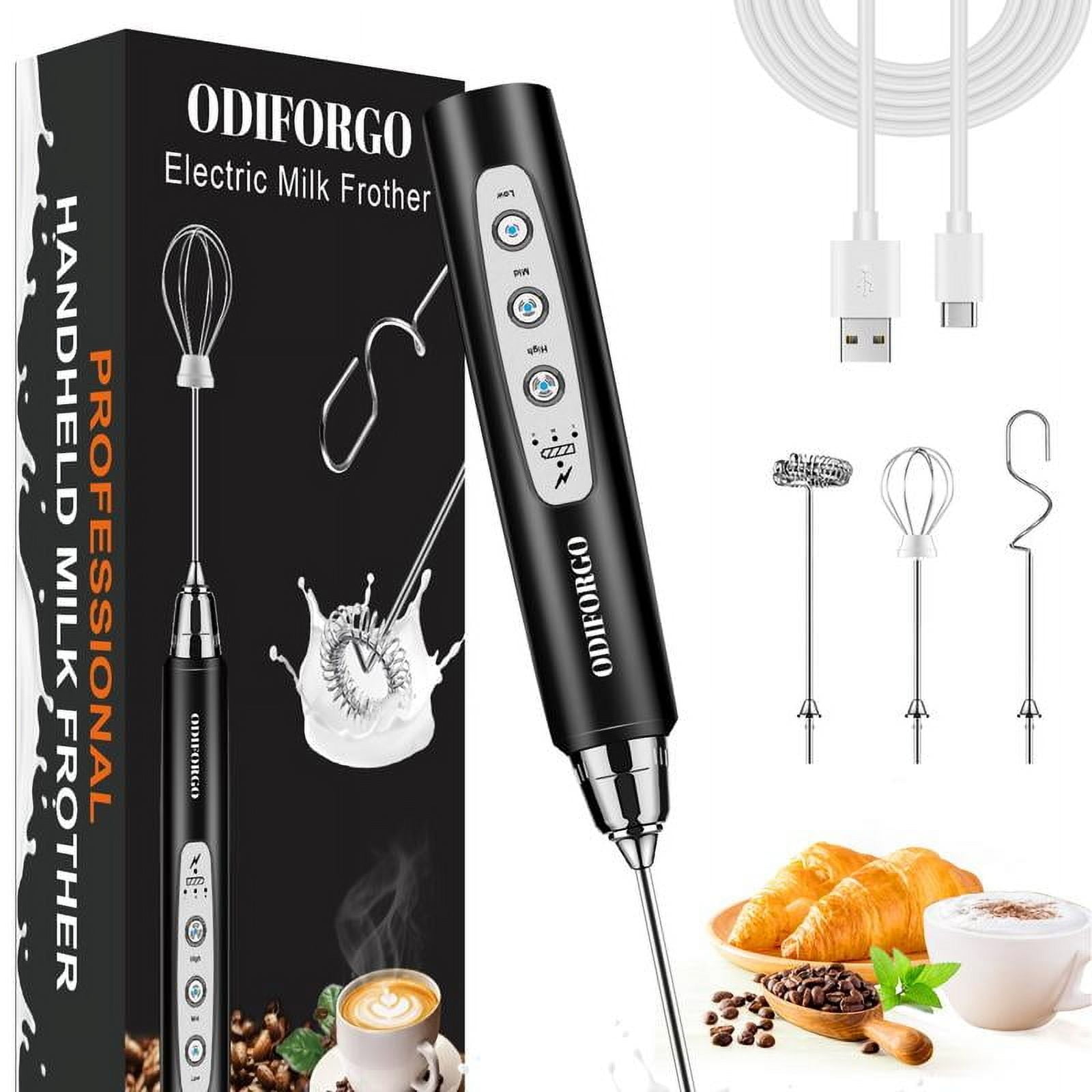 Milk Frother Handheld with 3 Heads, mix Fruit juice powder，Prebiotic ...