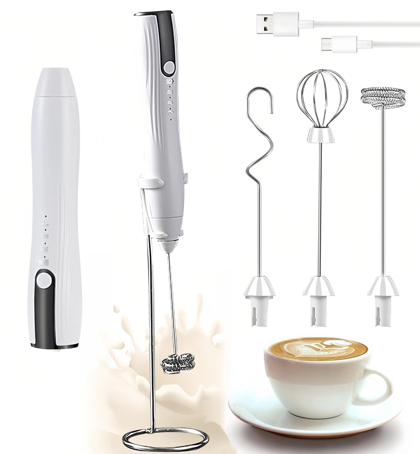 Milk Frother Handheld for Coffee with Stand, Electric Whisk 3 Speed ...