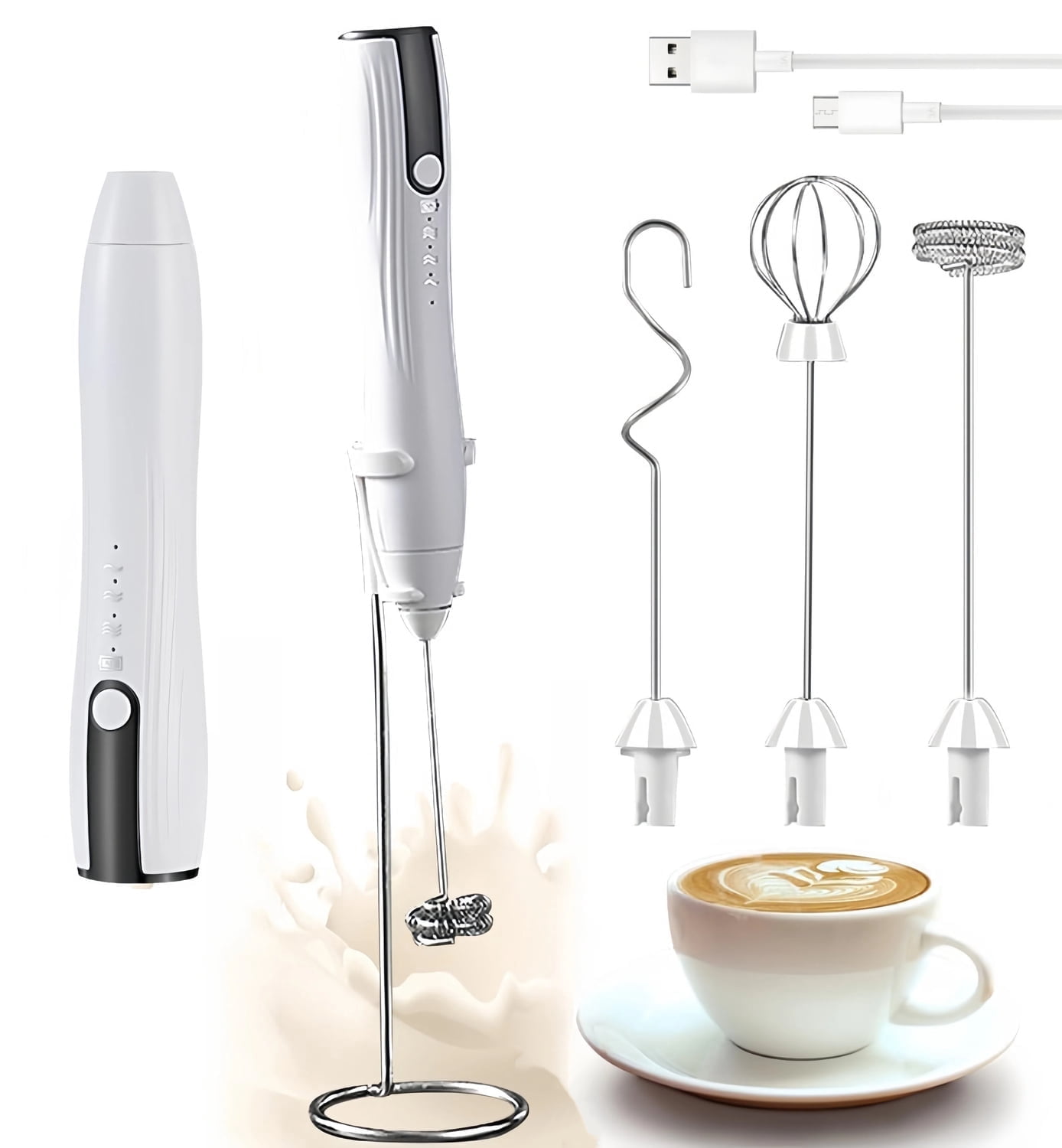 Milk Frother Handheld for Coffee with Stand, Electric Whisk 3 Speed ...
