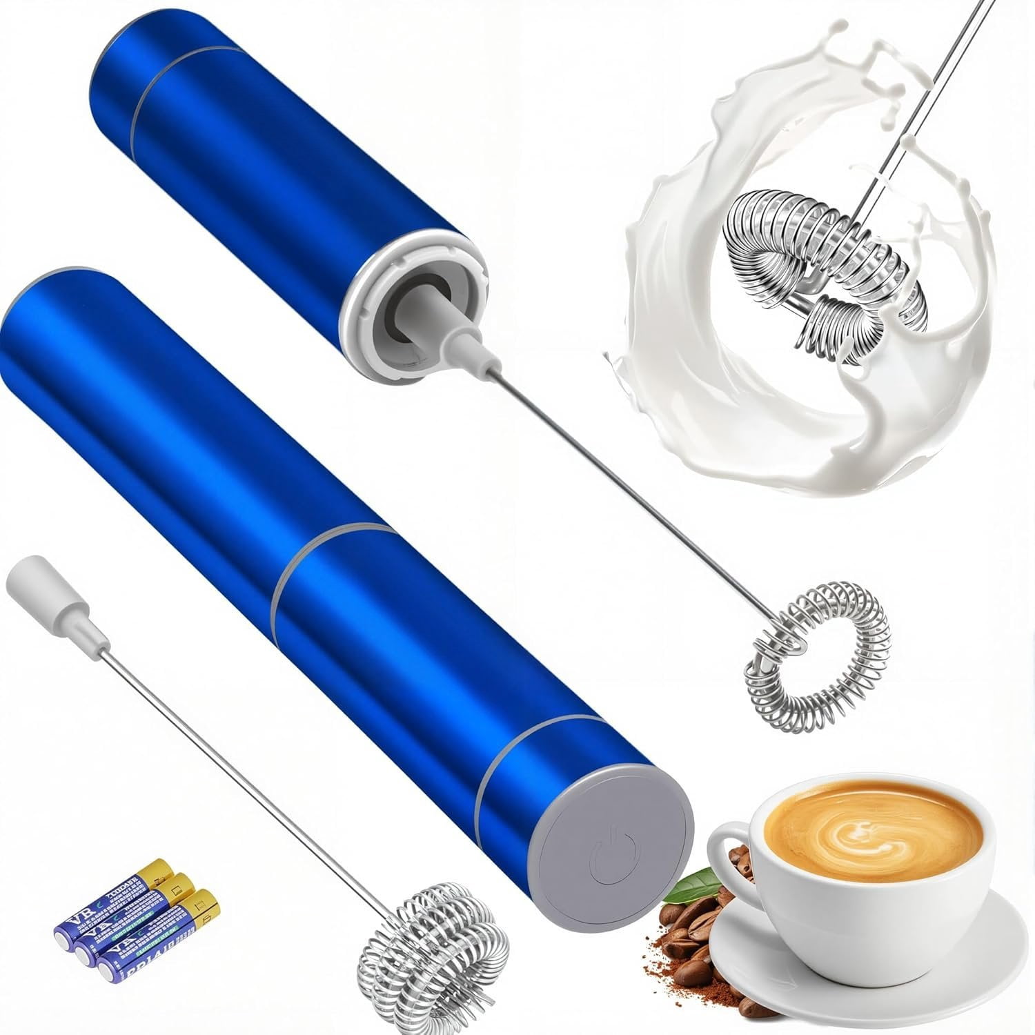 Milk Frother Handheld, Operated Coffee Foamer Drink Mixer with 2 ...