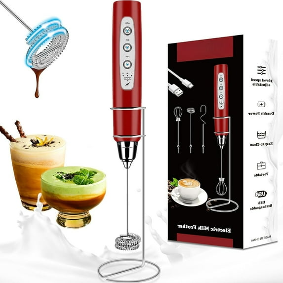 Milk Frother Handheld Rechargeable, Frother Wand Drink Mixer Electric ...