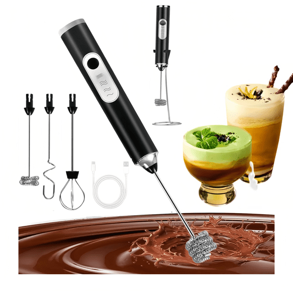 Milk Frother Handheld Rechargeable, Frother Wand Drink Mixer Electric ...