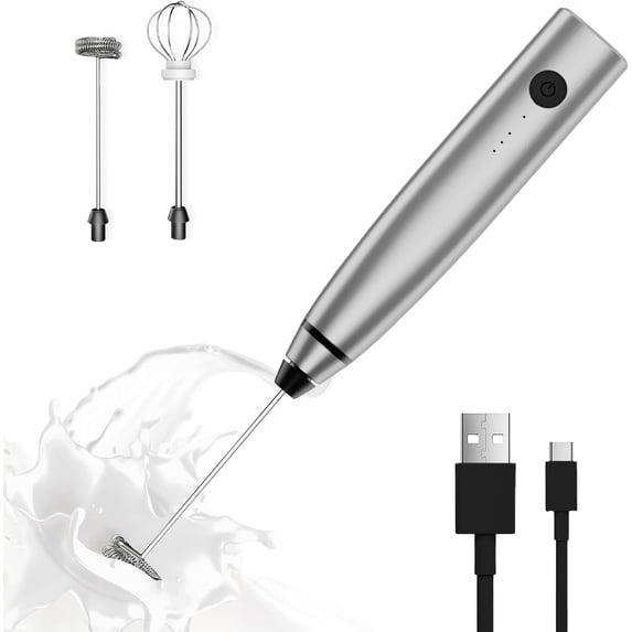 Milk Frother Handheld Whisk Coffee Frother Mixer with 2 Stainless ...