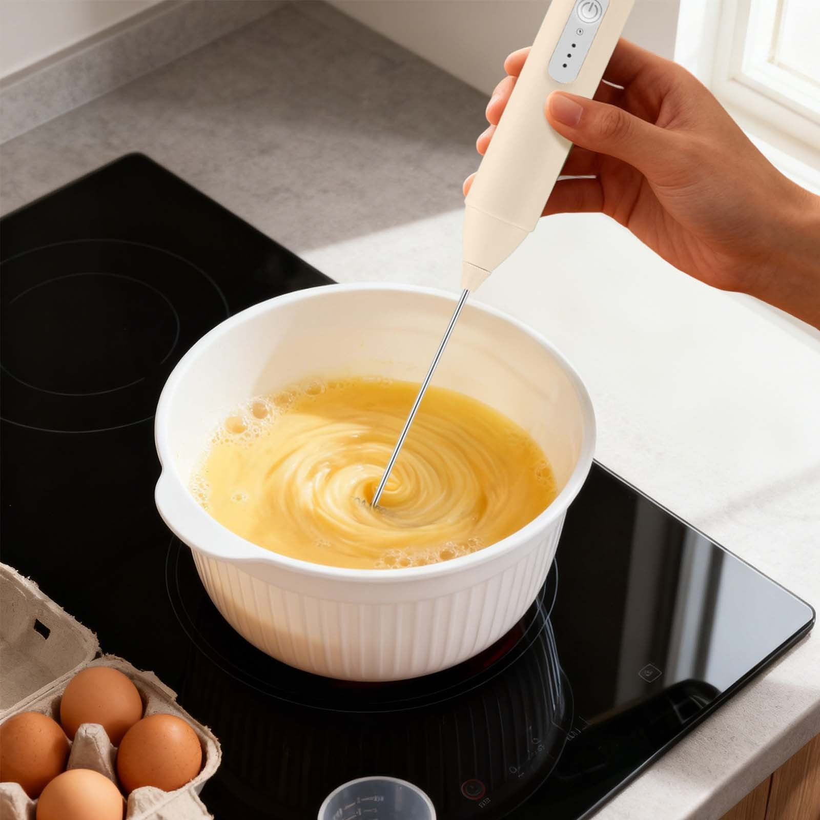Milk Frother Handheld Whisk Immersion For Coffee Latte Cappuccino Hot ...