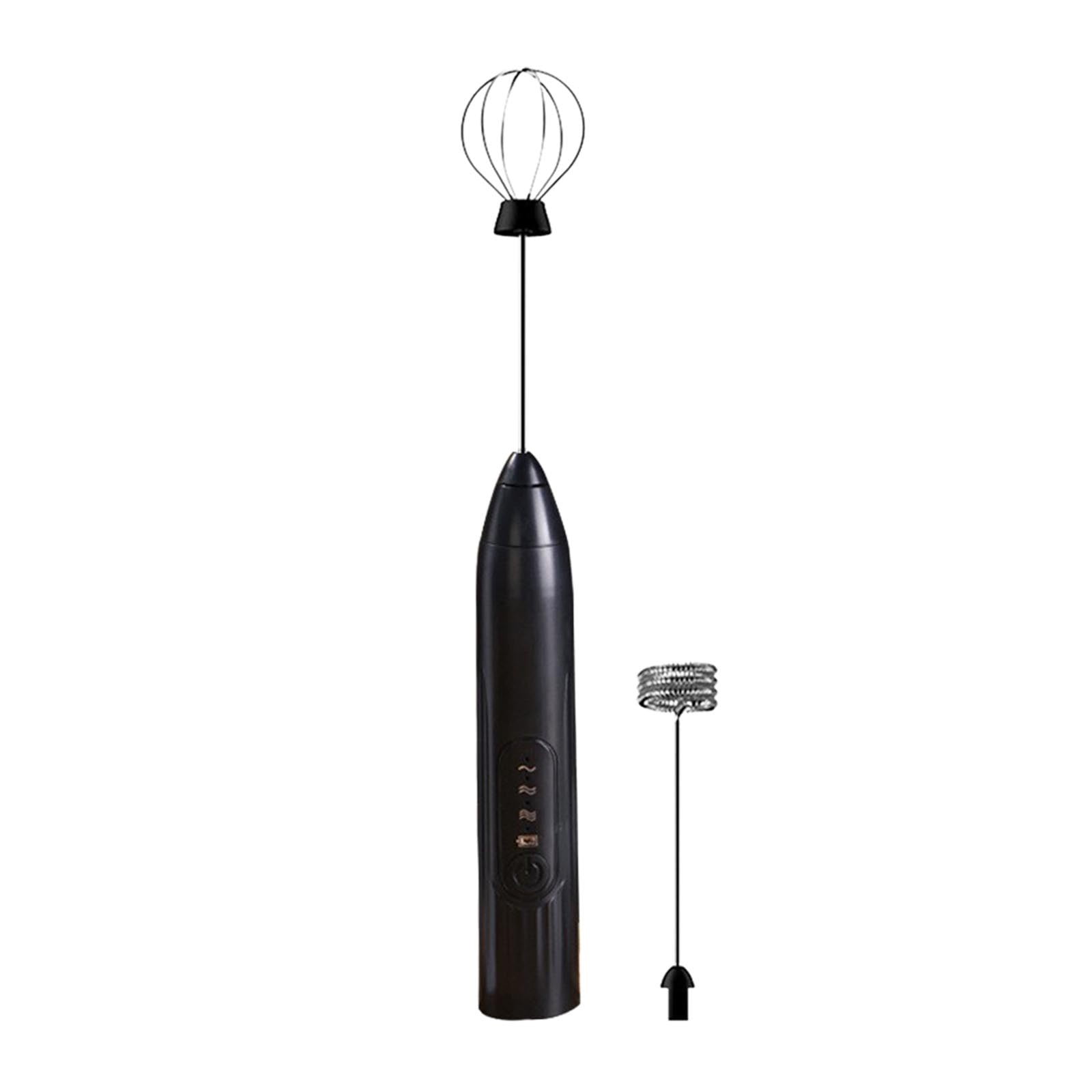 Milk Frother Handheld with 2 Heads,Coffee Whisk Foam Mixer White ...