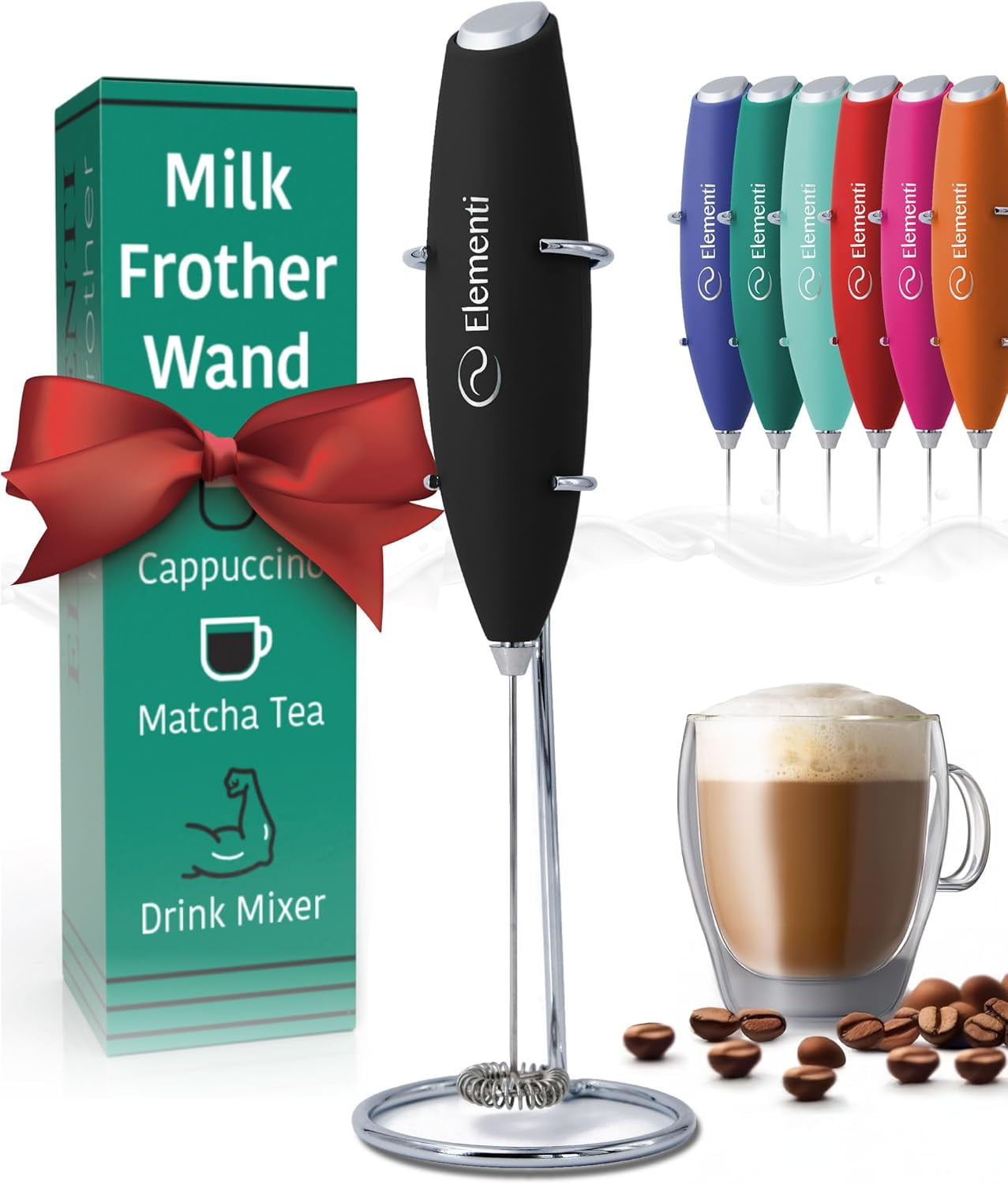 Milk Frother Wand & Electric Stirrer with Stand - Turbo Coffee Handheld ...