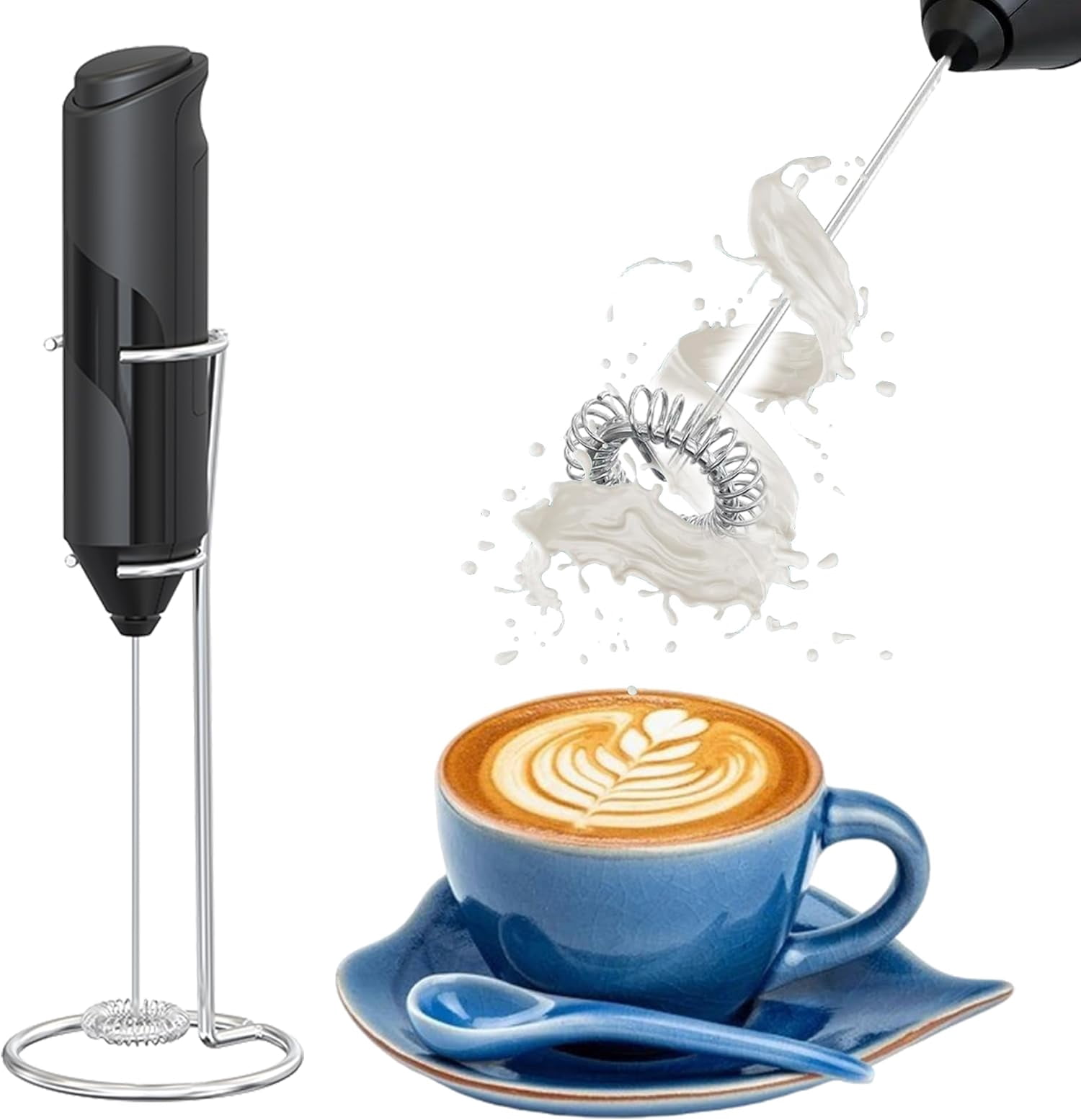 Milk Frother Wand with Stand - Milk Frother Handheld Operated - Whisk ...
