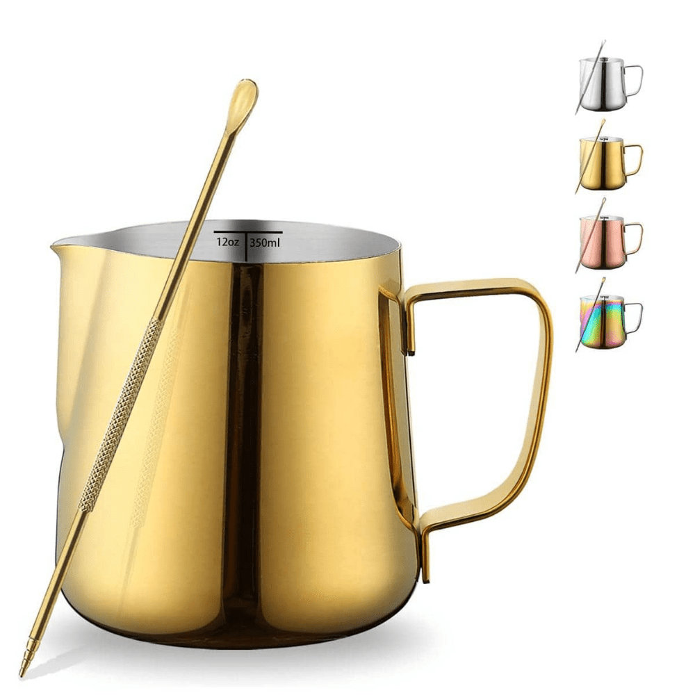 Milk Frothing Pitcher 12oz - 350ml, Stainless Steel Espresso Steaming Pitchers With Decorating ...