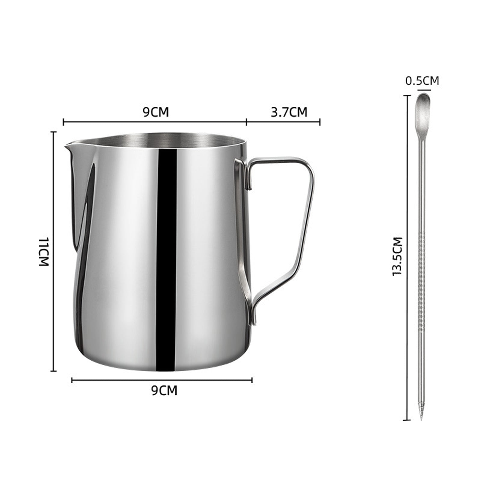 Milk Frothing Pitcher, 350ml or 600ml Stainless Steel Milk Frothing Pitcher Steaming Pitcher ...