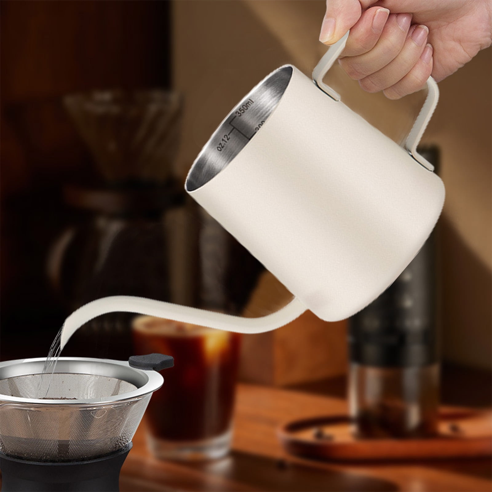 Milk Frothing Pitcher 350ml Stainless Steel | Milk Frother Cup for ...