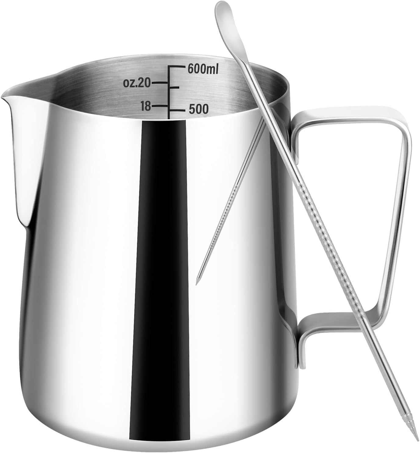 Milk Frothing Pitcher, Milk Frother Cup with Clear Scale, 304 Stainless ...