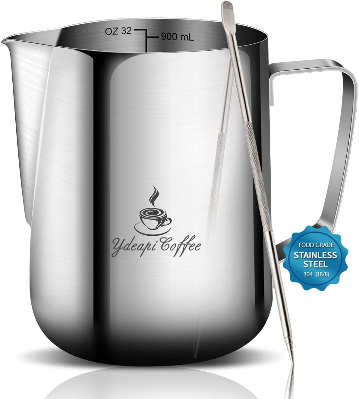 Milk Frothing Pitcher, YDEAPI Stainless Steel Steaming Pitcher Jug ...
