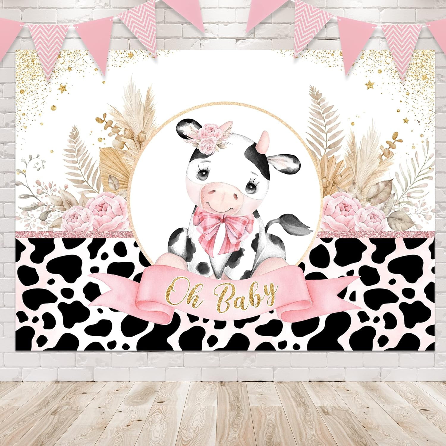 Milk Holy Cows Baby Backdrop Boho Oh Baby Sign Baby Party Decorations ...