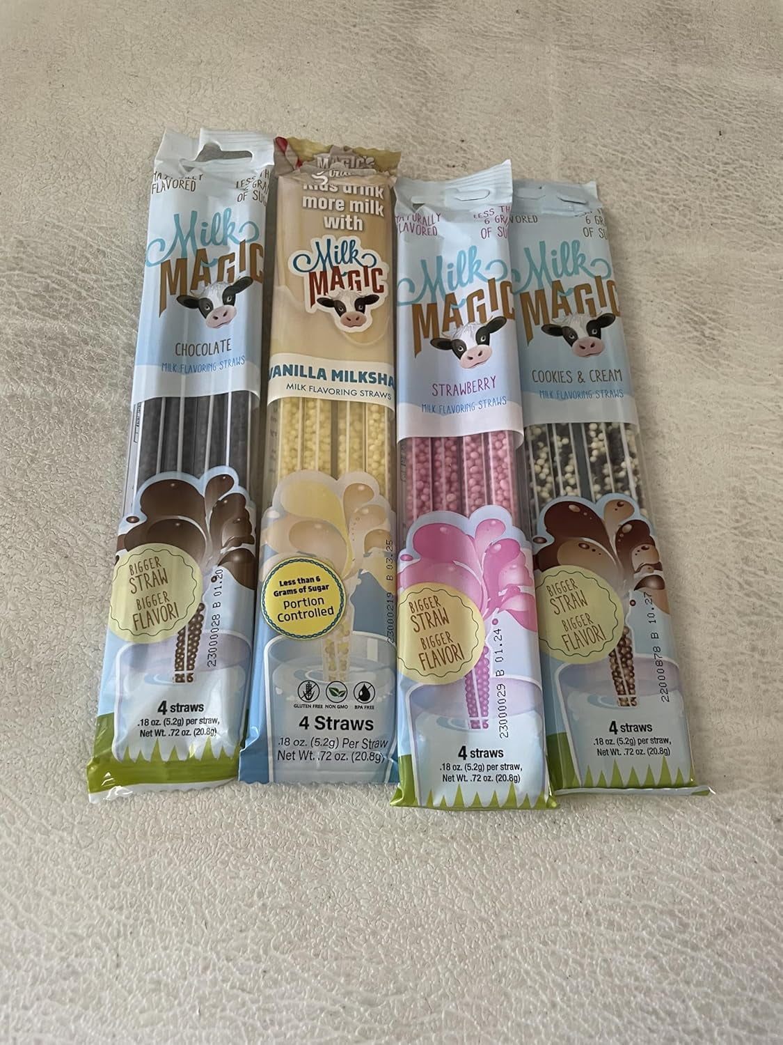 Milk Magic Flavored Straws - Chocolate, Vanilla Milkshake, Strawberry ...