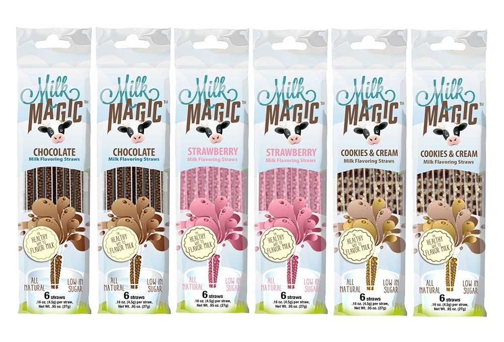 Milk Magic Flavor Variety Straws Bundle: Chocolate, Strawberry, Cookies ...