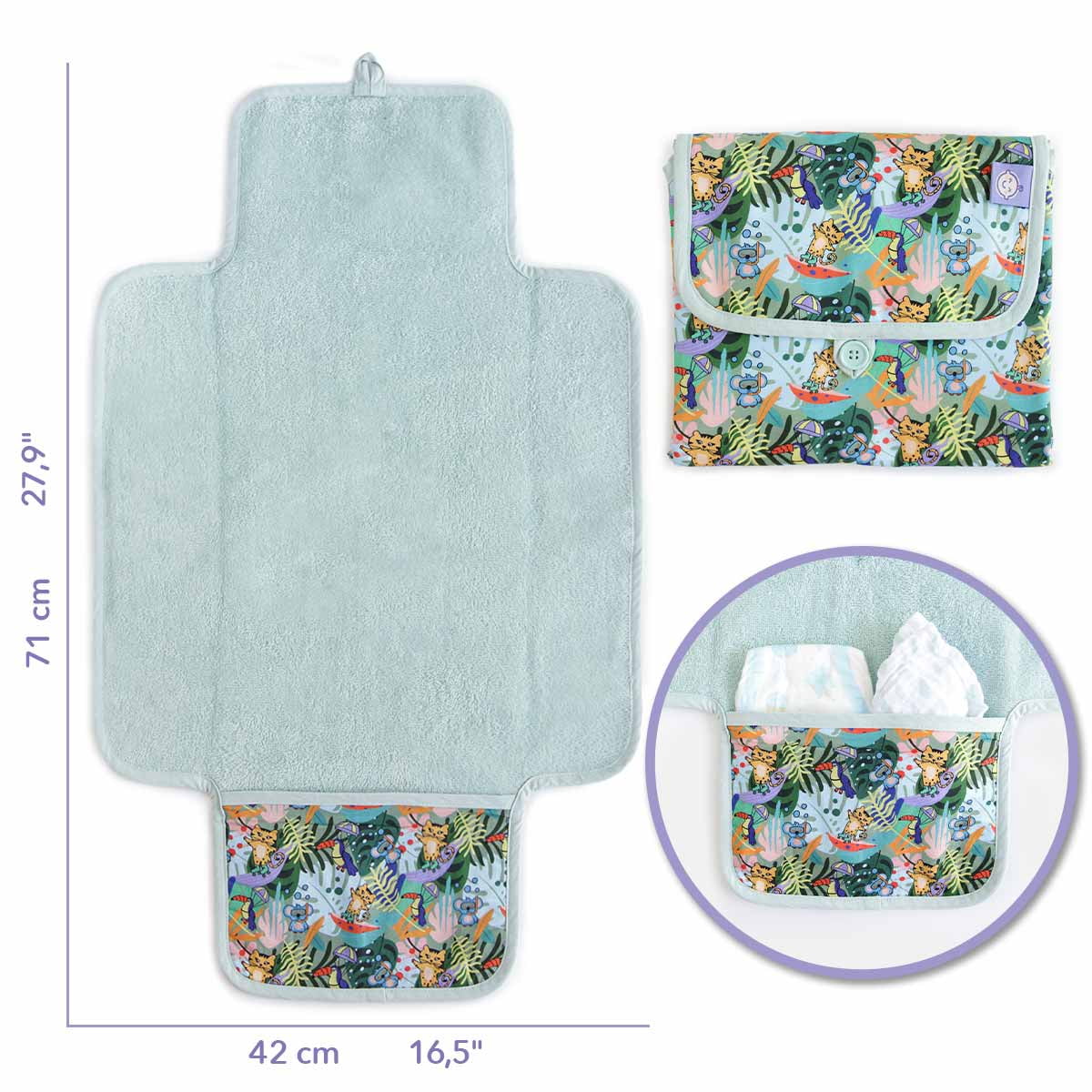 Milk&Moo Jungle Friends Baby Diaper Changing Pad - Walmart.com