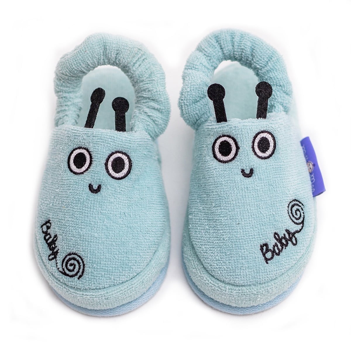 Milk&Moo Toddler Slip-Resistant Loafer Slippers, Mid Heel Open Toe Blue ...
