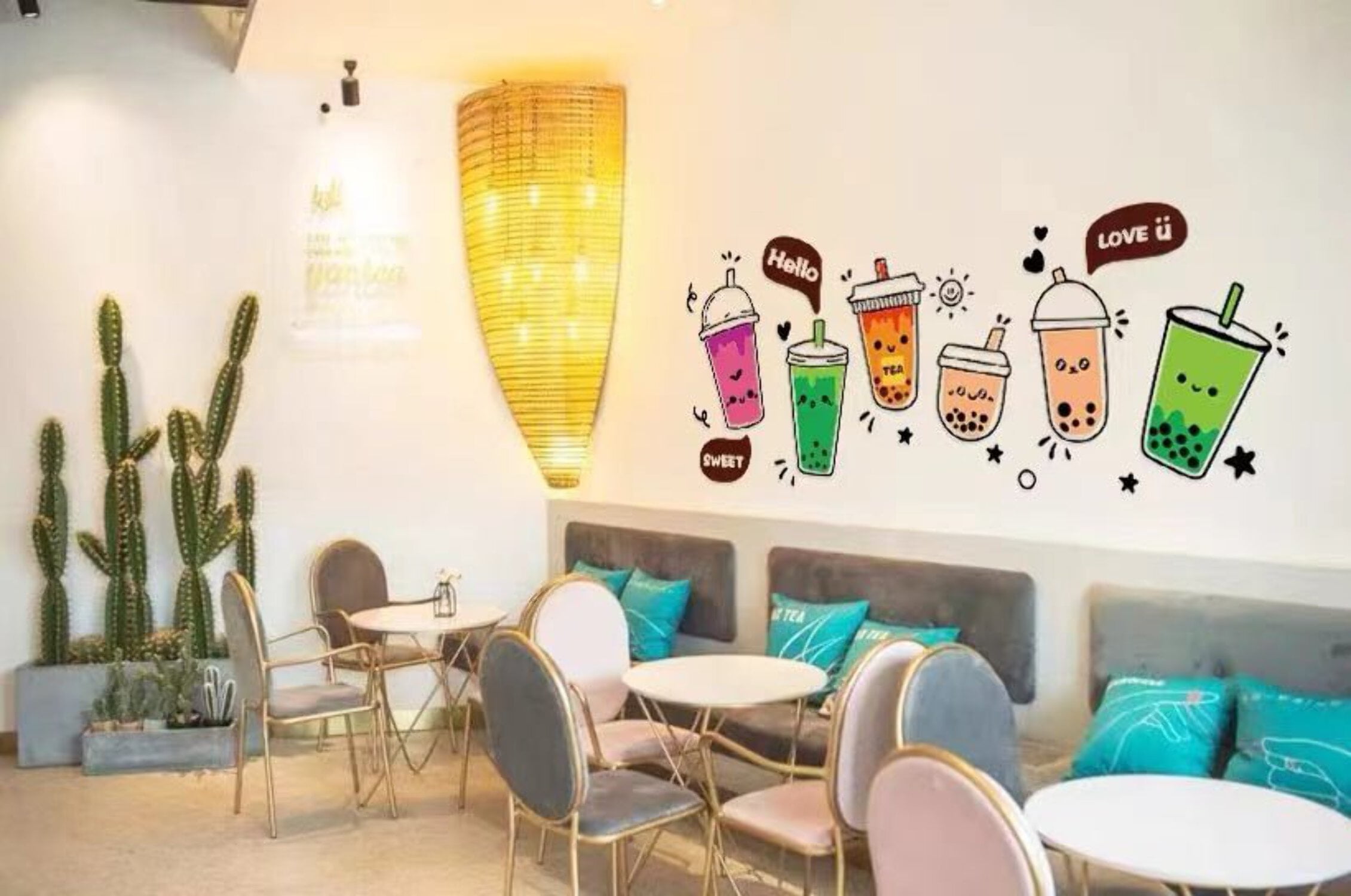 Milk Tea Boba Shop Cafe Wall Decor Fancy Boba Decoration, Self Adhesive ...