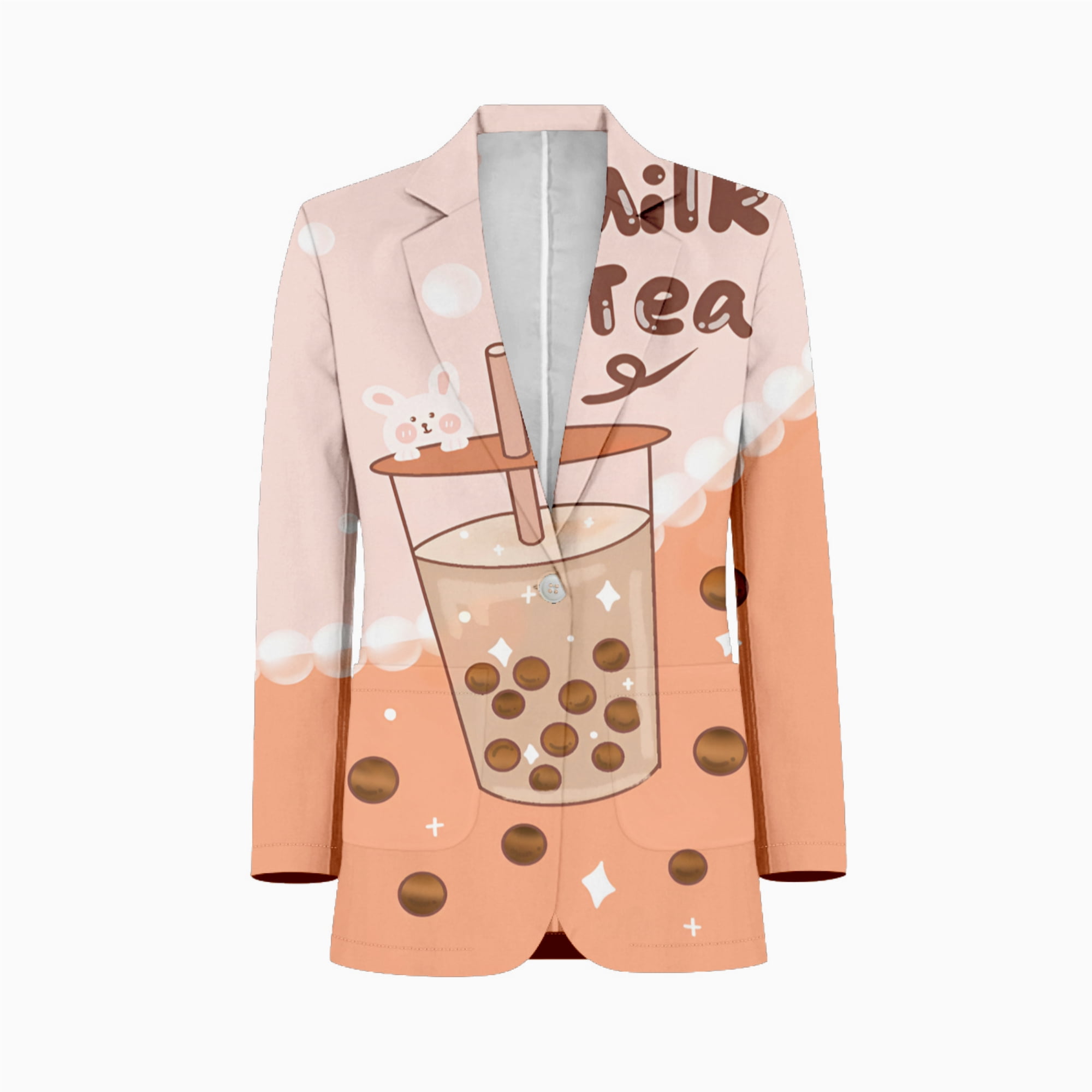 Milk Tea Drink Cute Design Mens Suits Shawl Collar Slim Fit Suit Mens ...