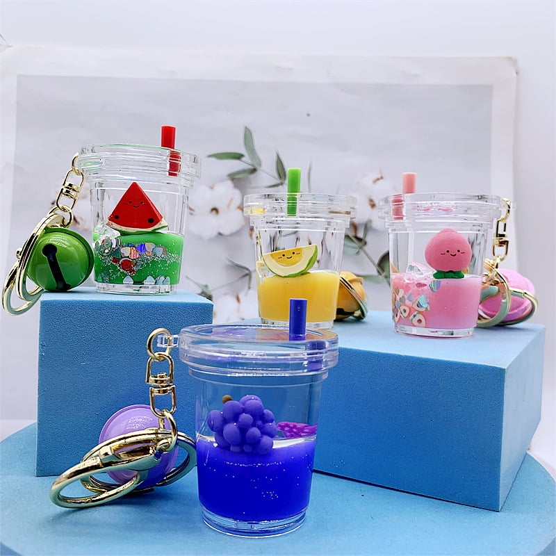 Milk Tea Keychain (Fresh Fruit Series) Moving Liquid & Boba Purse ...