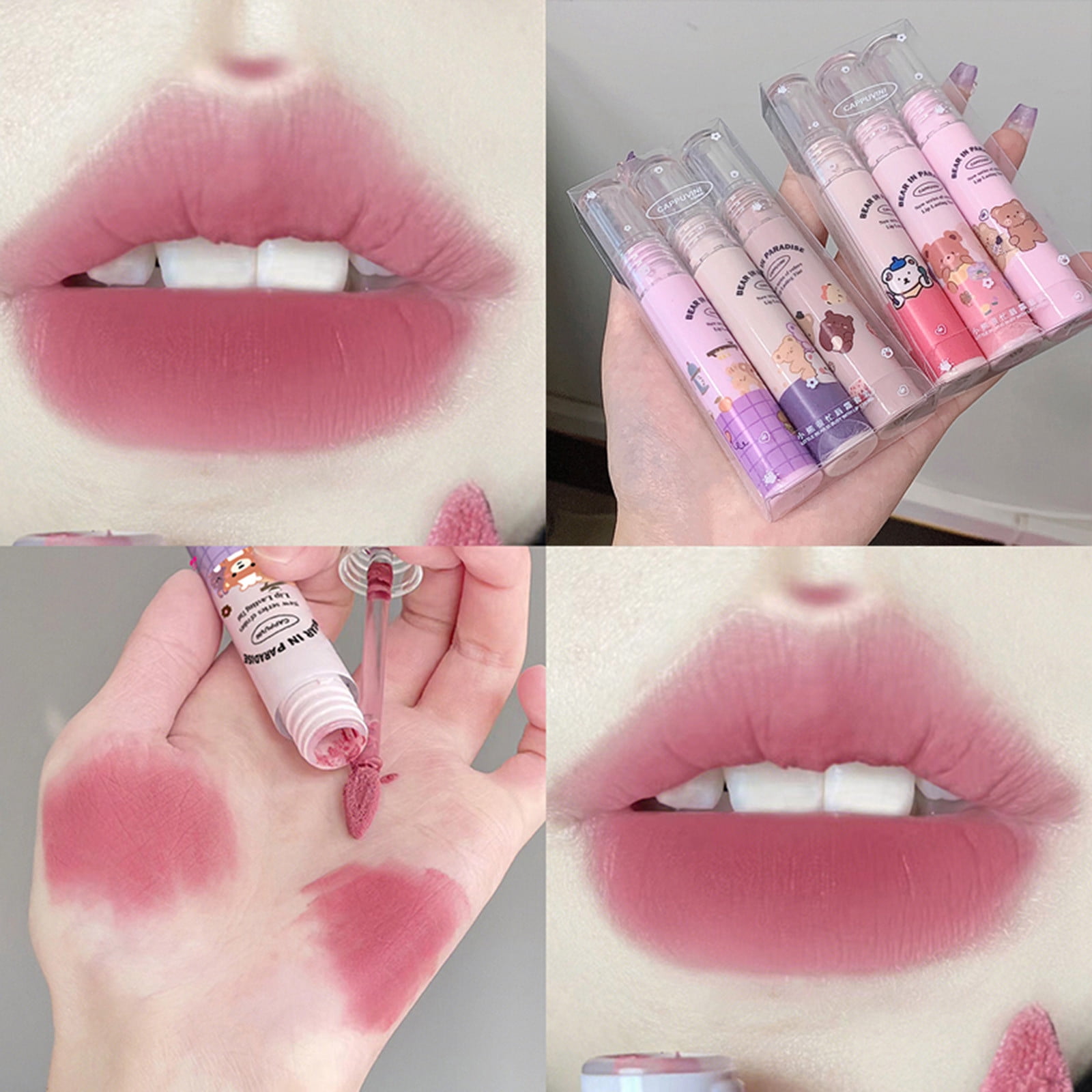 Clearance Milk Tea Lip Mud, Velvet Mist Peach Powder Matte Lip Color ...