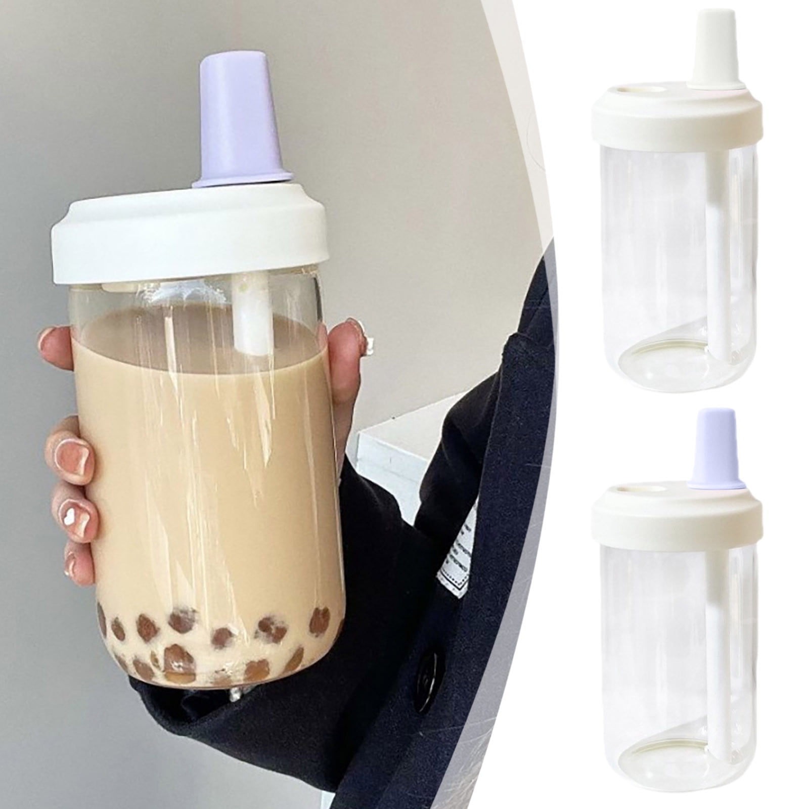 Milk Tea Straw Cup,500ml Portable Transparent Tea Tumbler, Reusable ...