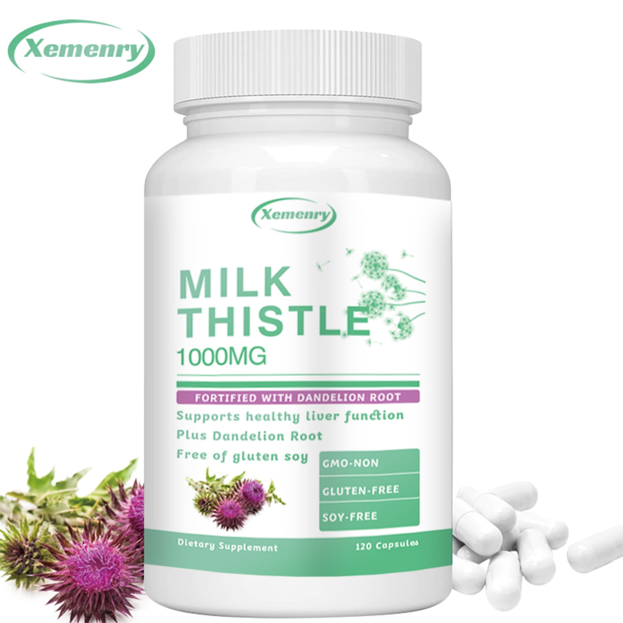 Milk Thistle 1000mg - Dandelion Root - Liver Cleanse Health Support ...