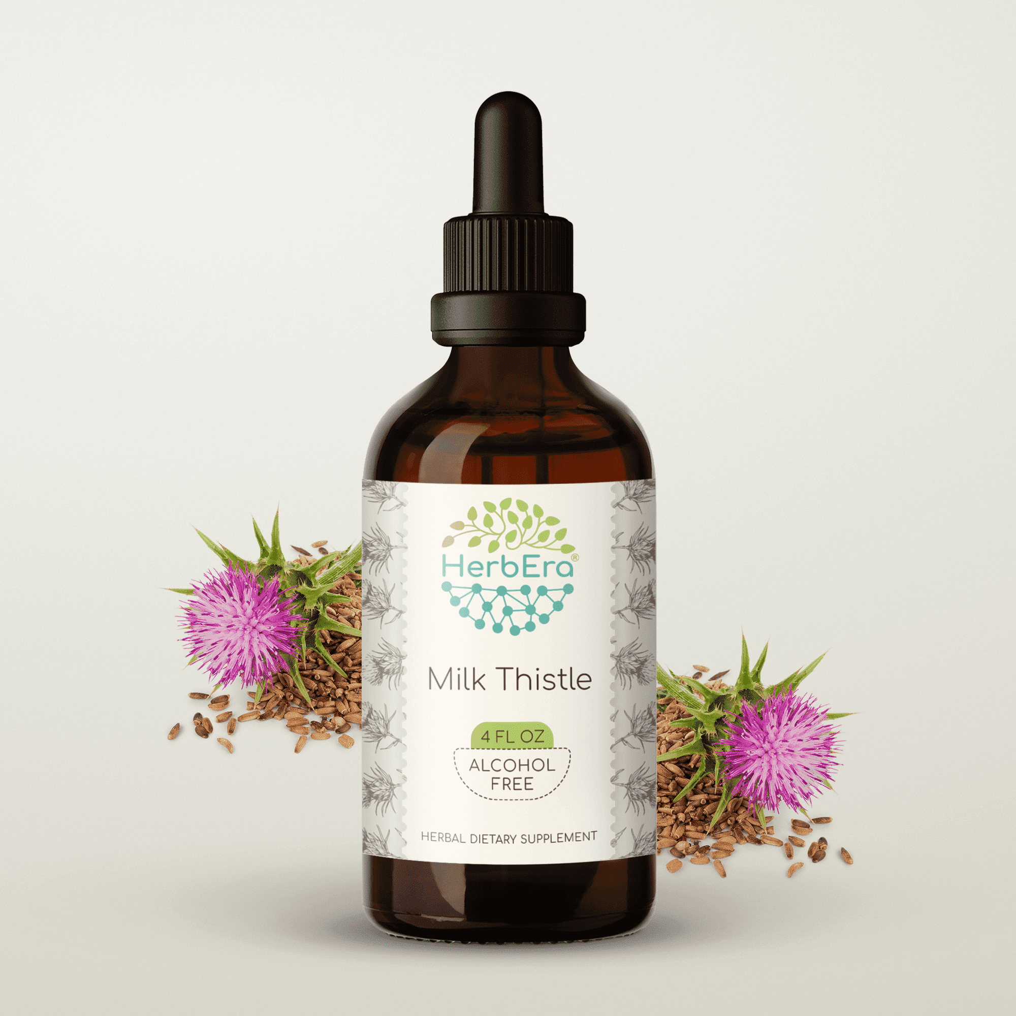 HerbEra Milk Thistle Tincture, Herbal Dietary Supplement for Liver ...
