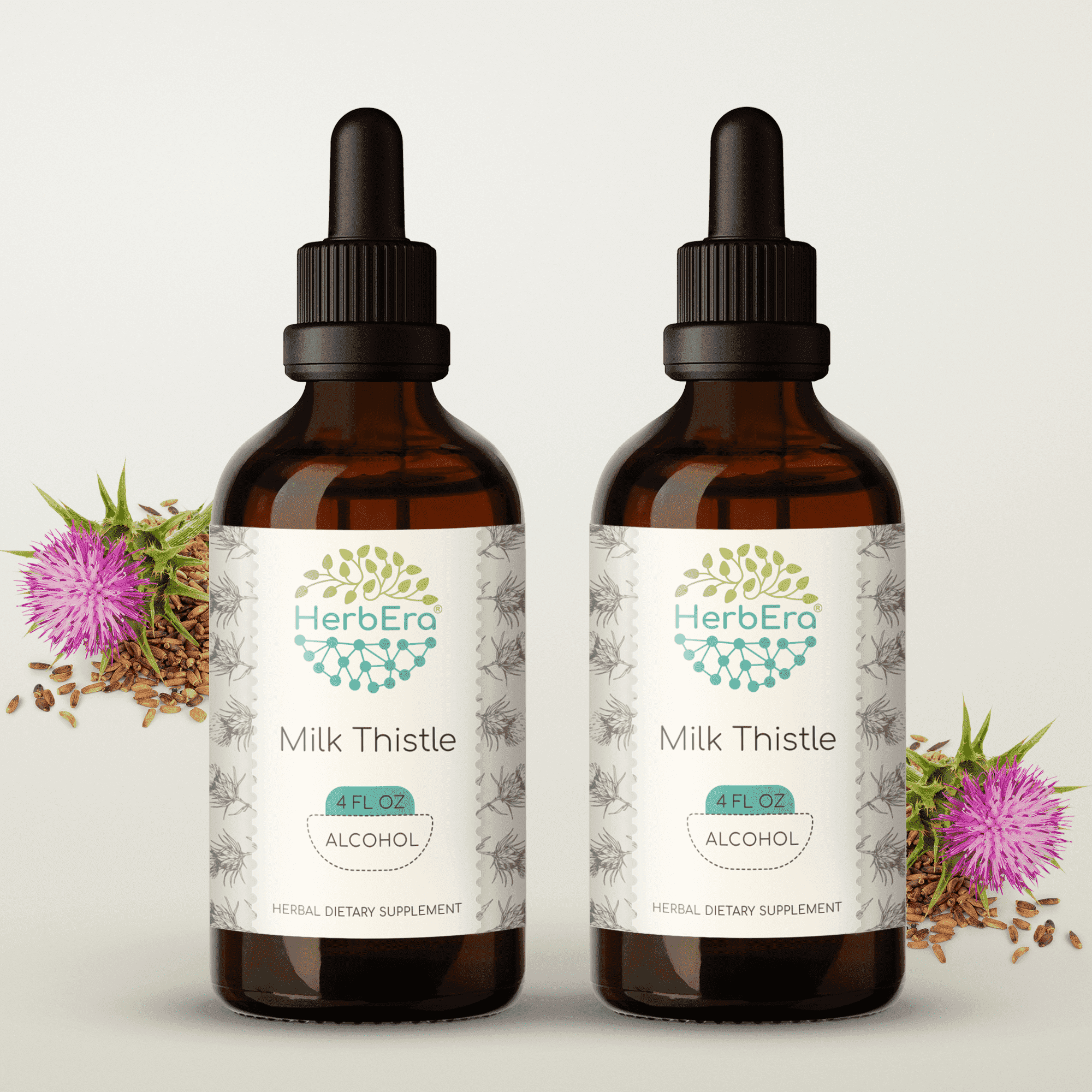 HerbEra Milk Thistle Tincture, Herbal Dietary Supplement for Liver ...