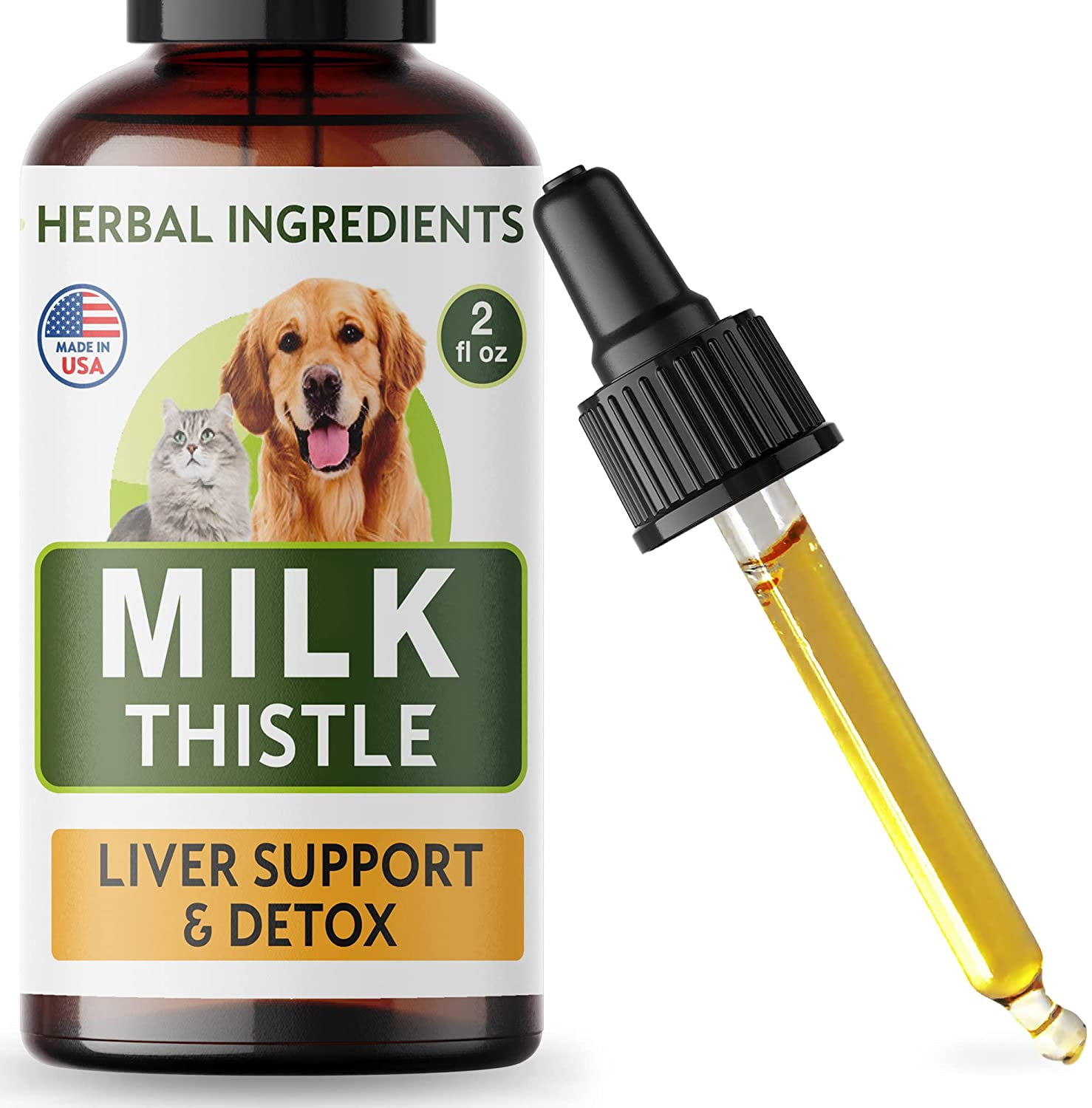 USA Made Milk Thistle Liver & Kidney Support Formula for Dogs and Cats ...