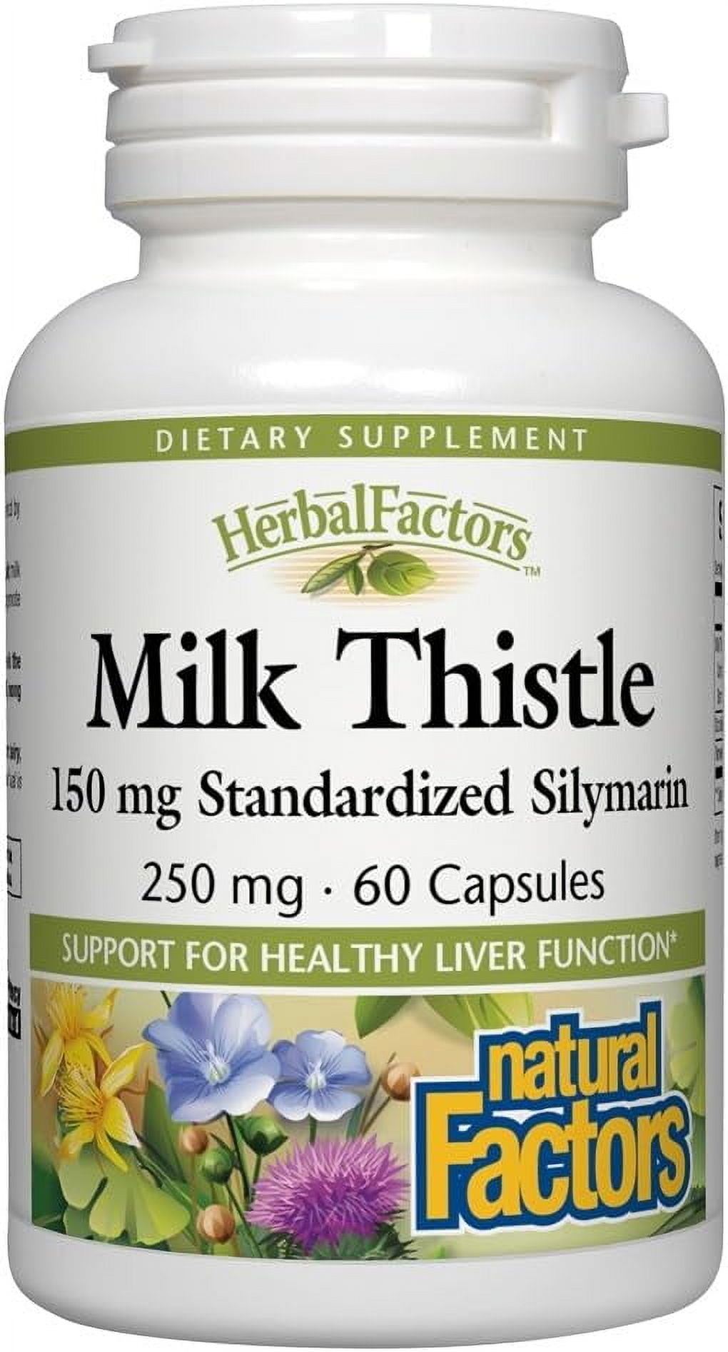 Natural Factors HerbalFactors, Milk Thistle 250 mg, Promotes Healthy ...