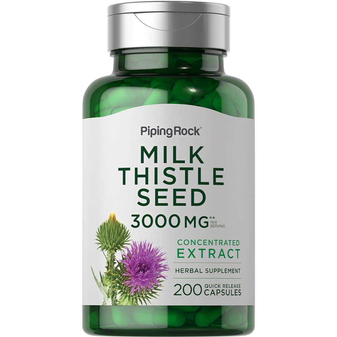 PipingRock Milk Thistle Seed Extract 3000 mg, Antioxidant Capsules ...