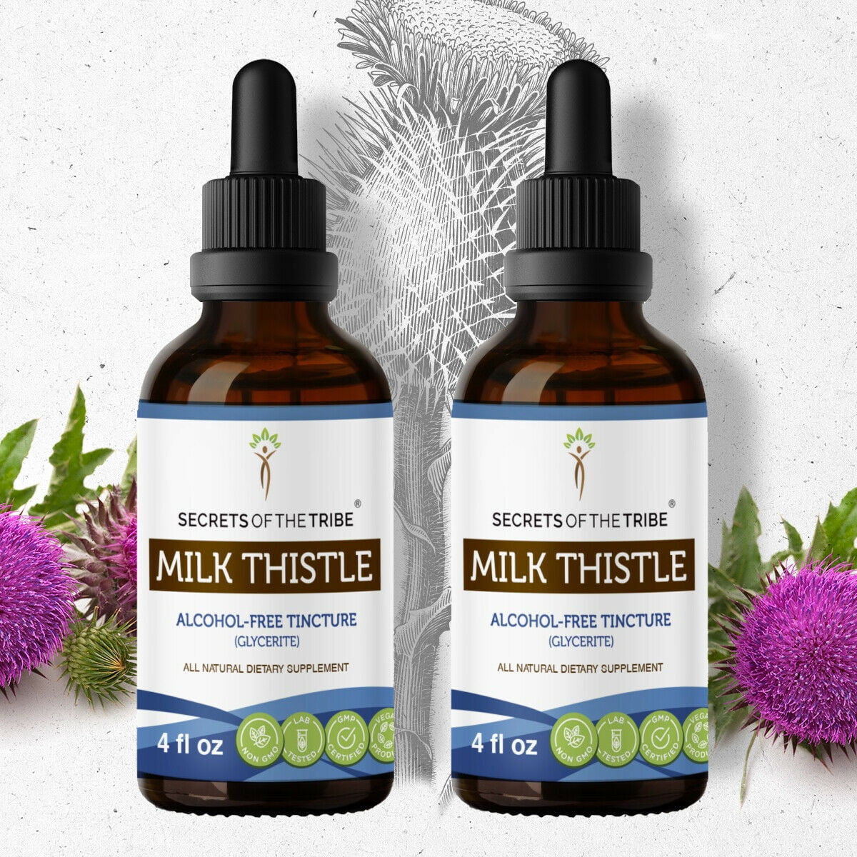 Secrets Of The Tribe Milk Thistle Tincture Dietary Supplement, Natural ...