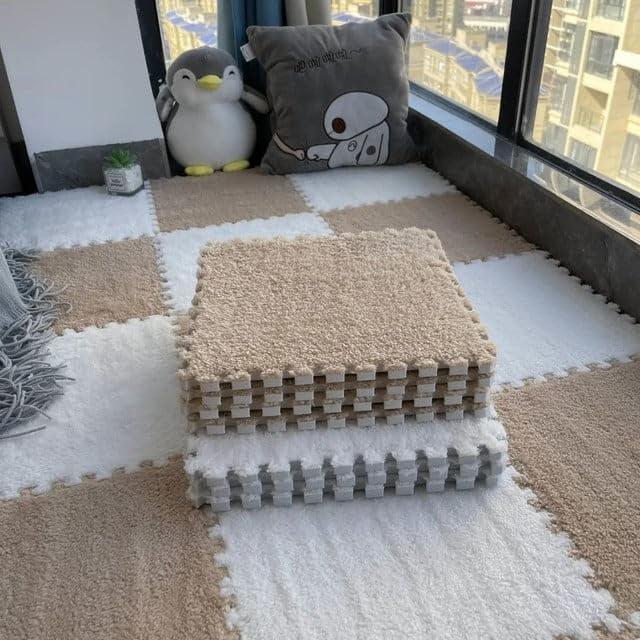 Milk Velvet Patchwork Rugs, 30 * 30 * 1cm Milk Rugs, Carpet Puzzle Mats ...