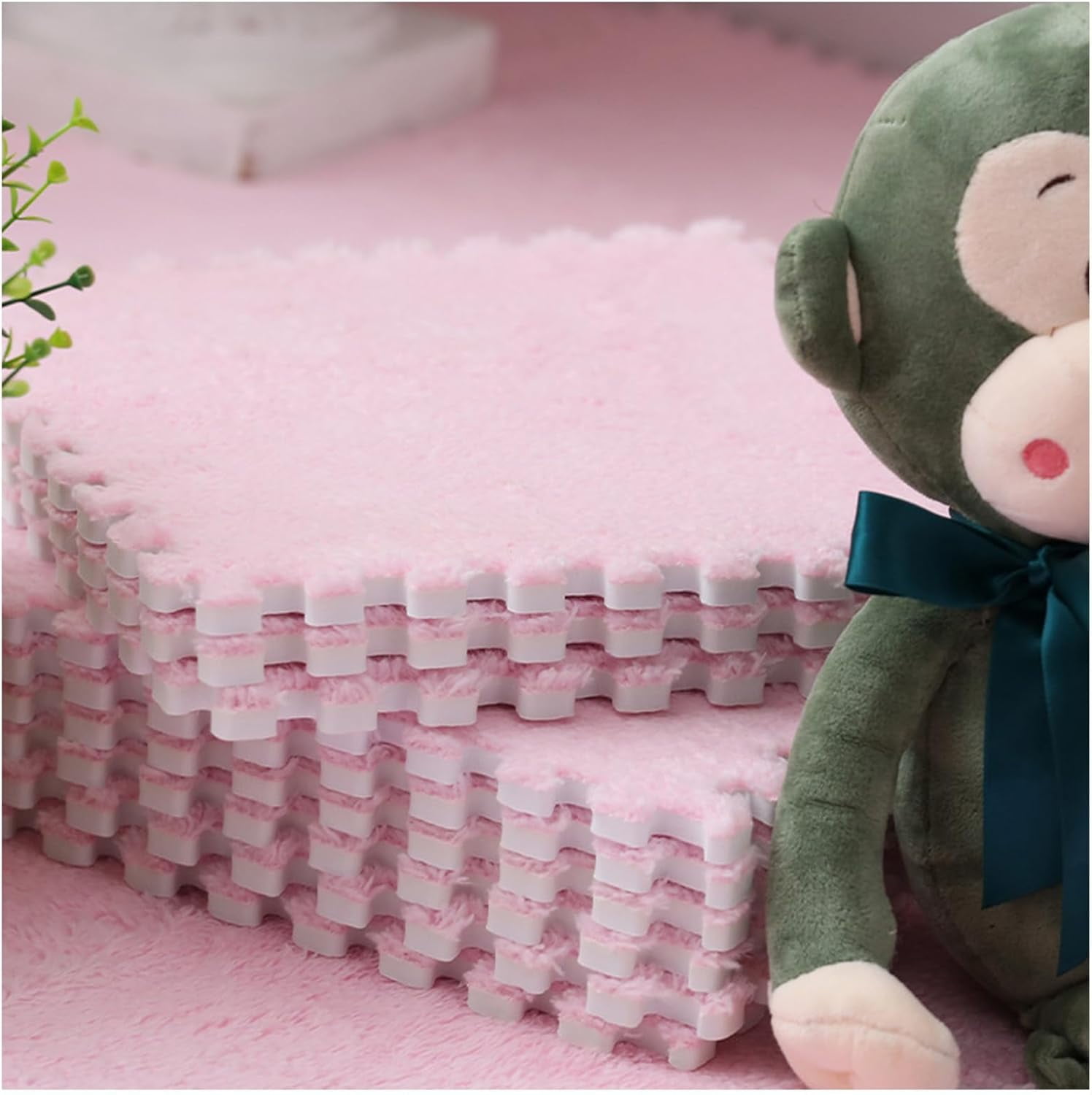 Milk Velvet Patchwork Rugs, Plush Puzzle Foam Floor Mat, Plush ...