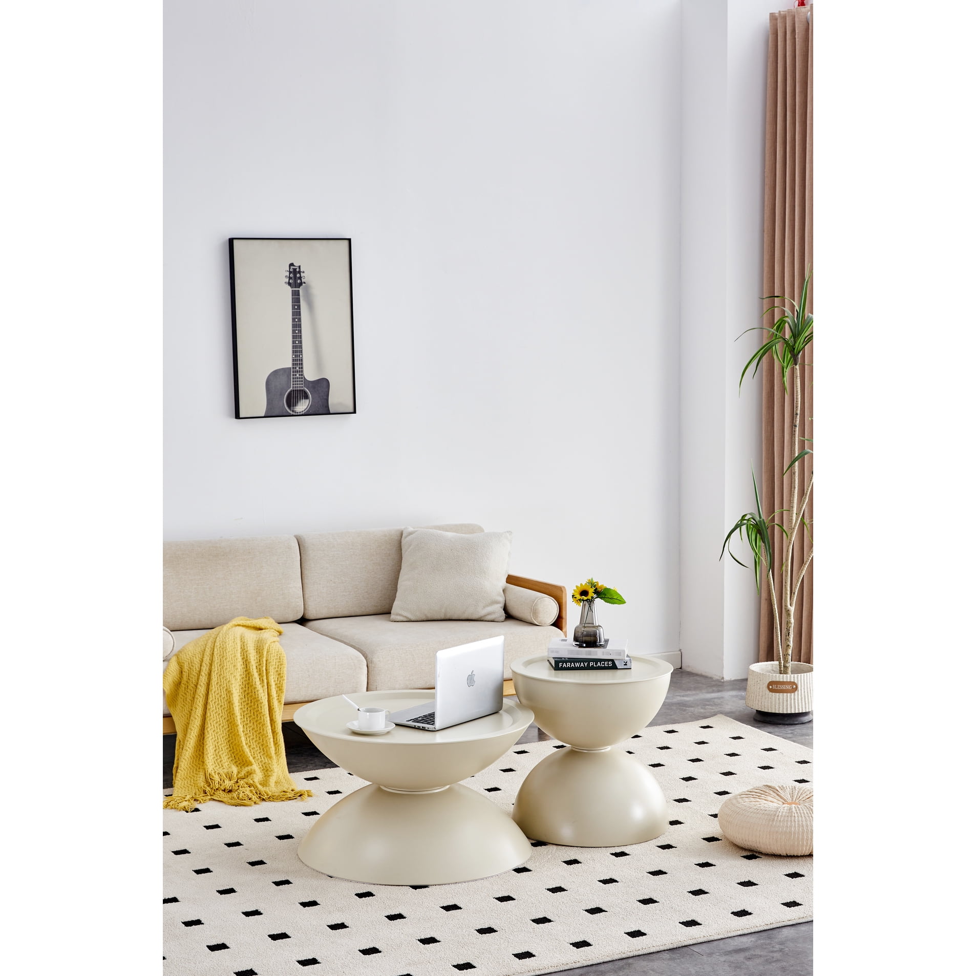 Milk White Round Coffee Tables Of 2 With Storage Feature. Cute, Modern ...