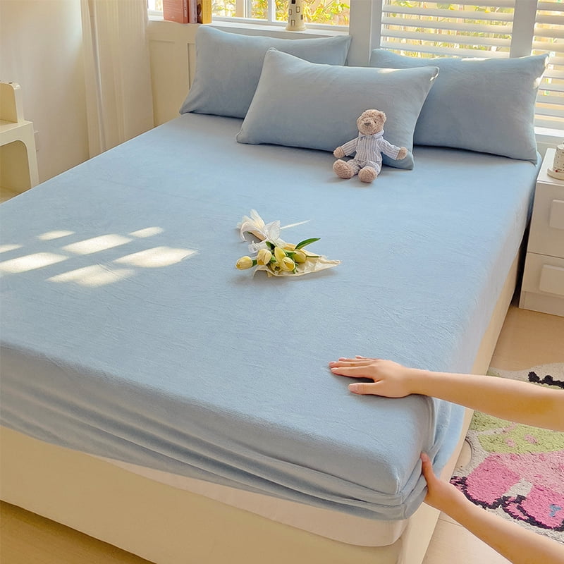 Milk velvet solid color bed hat for 25~30cm mattress, elastic bed hat ...