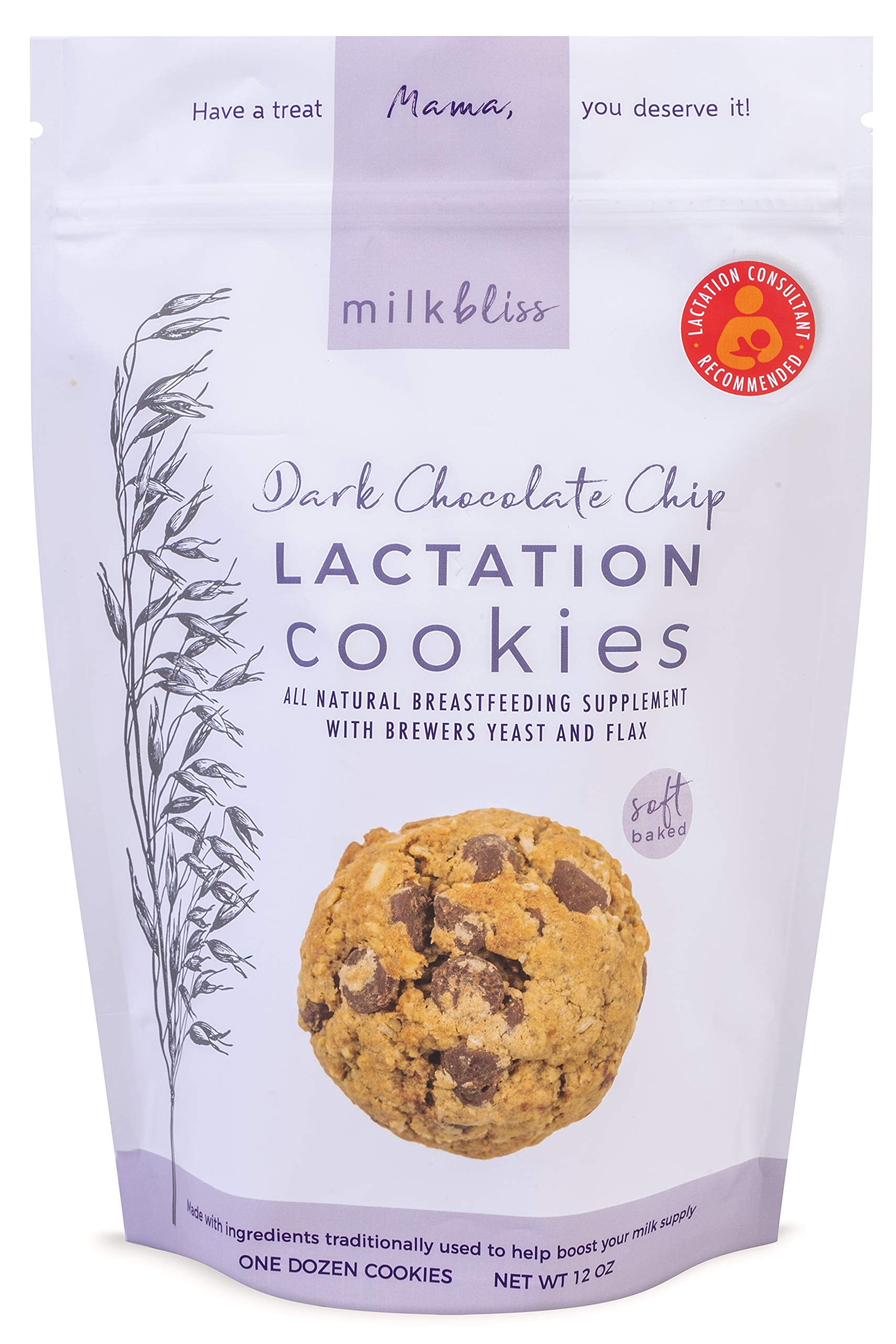 MilkBliss Dark Chocolate Chip Oatmeal HYZ01 Lactation Cookies with ...