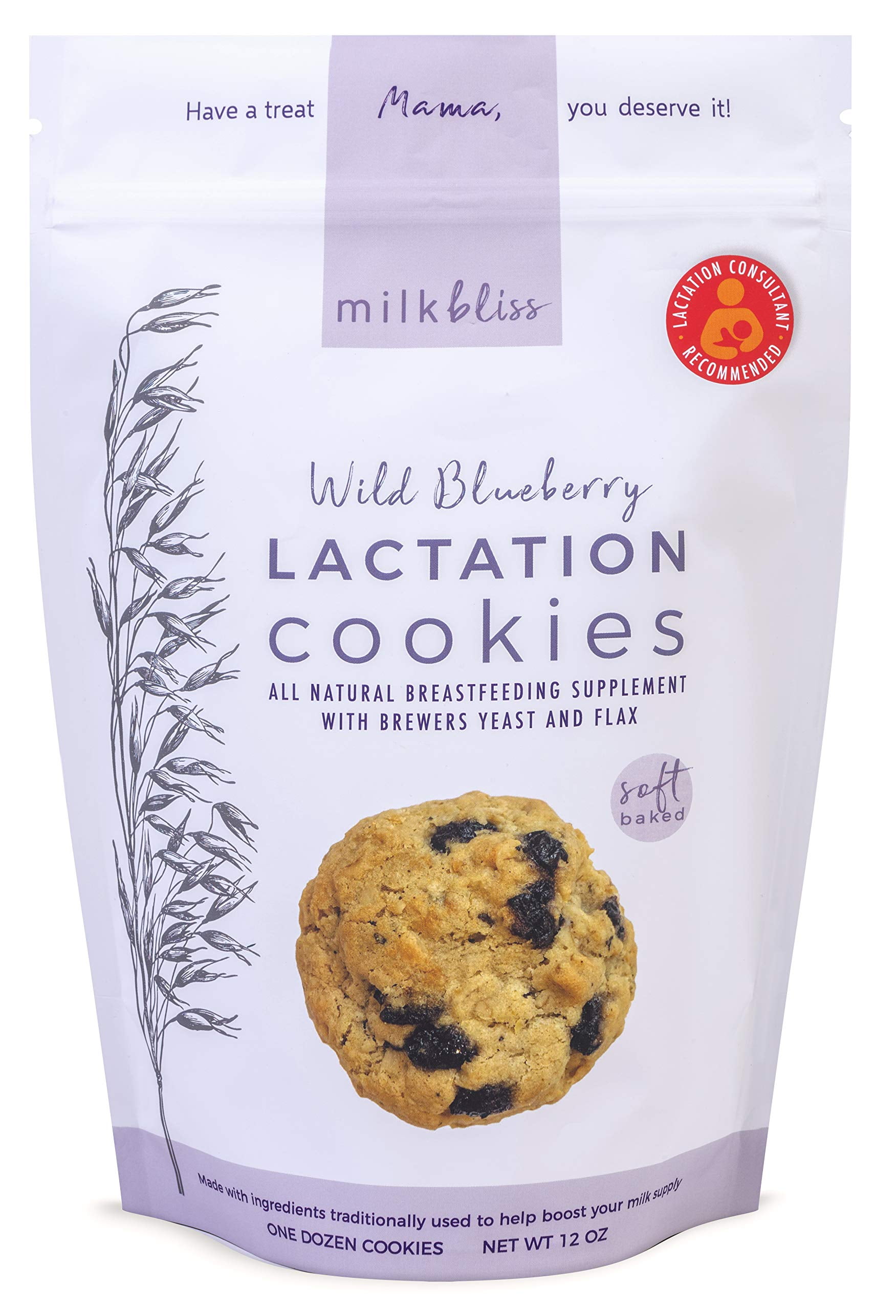 MilkBliss Wild Blueberry Soft Baked Oatmeal Lactation Cookies for ...