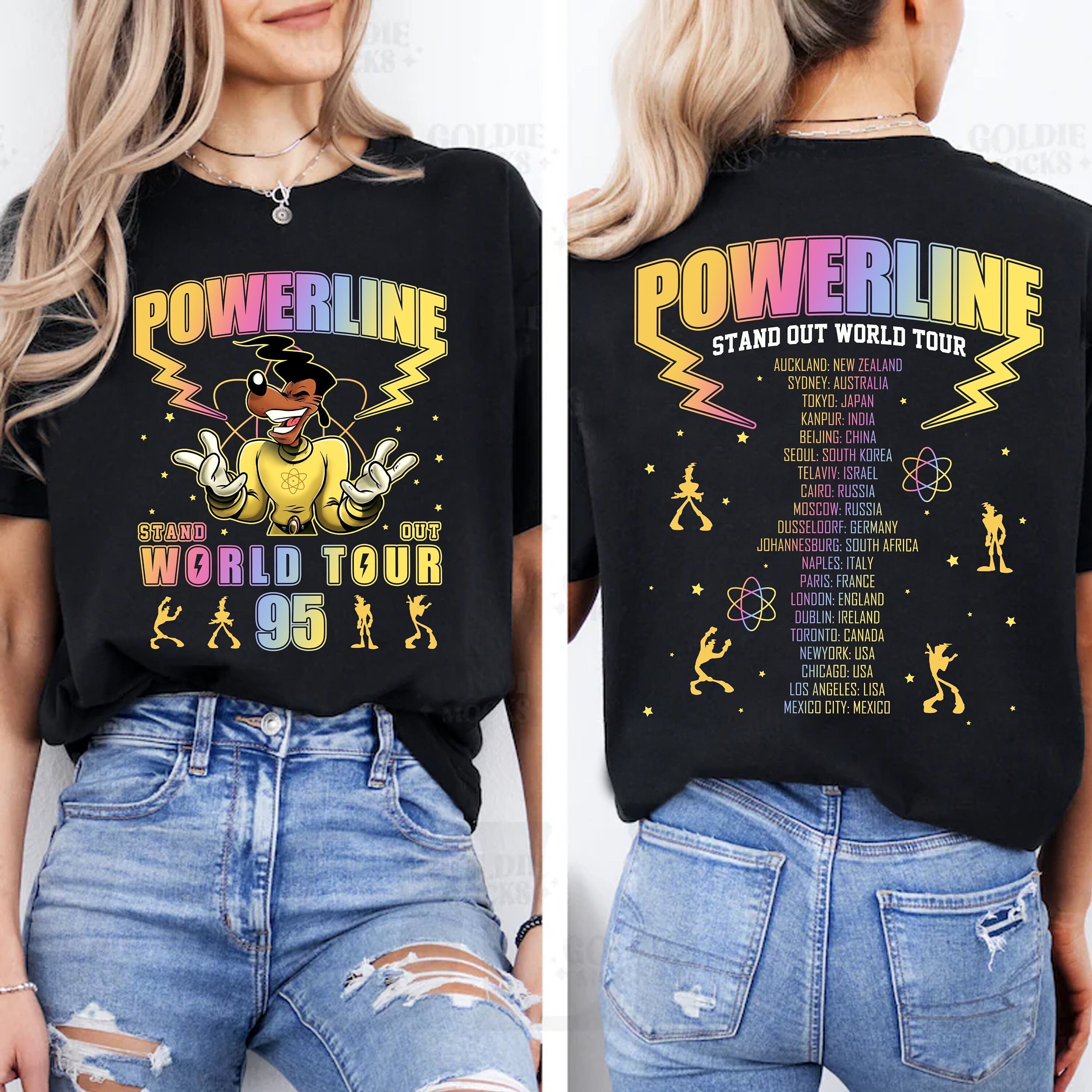MilkCho 2-Sided Stand Out Powerline 95 Shirt, Retro Disney A Goofy ...