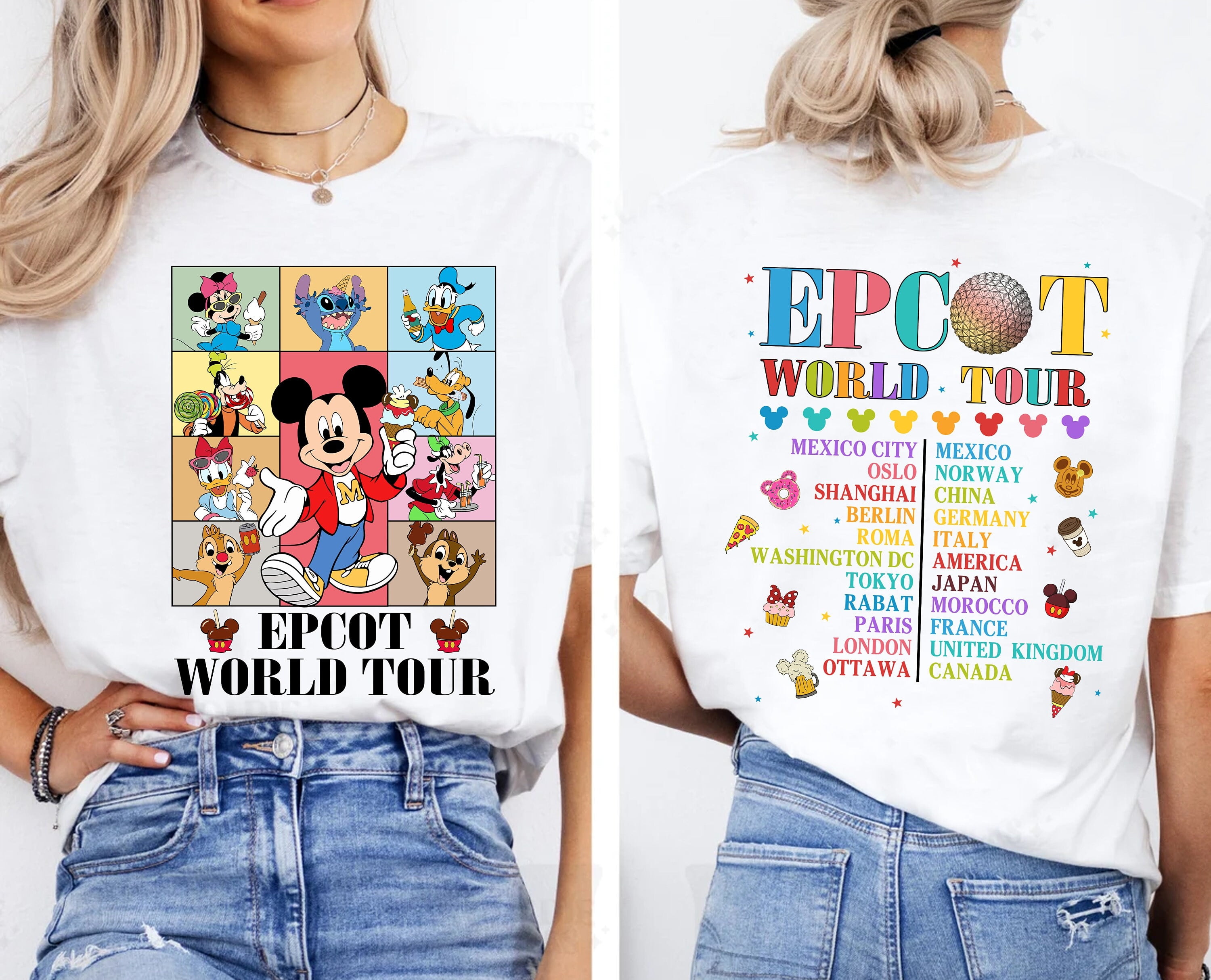 MilkCho Disney Characters Mickey & Friends Epcot World Tour Shirt ...