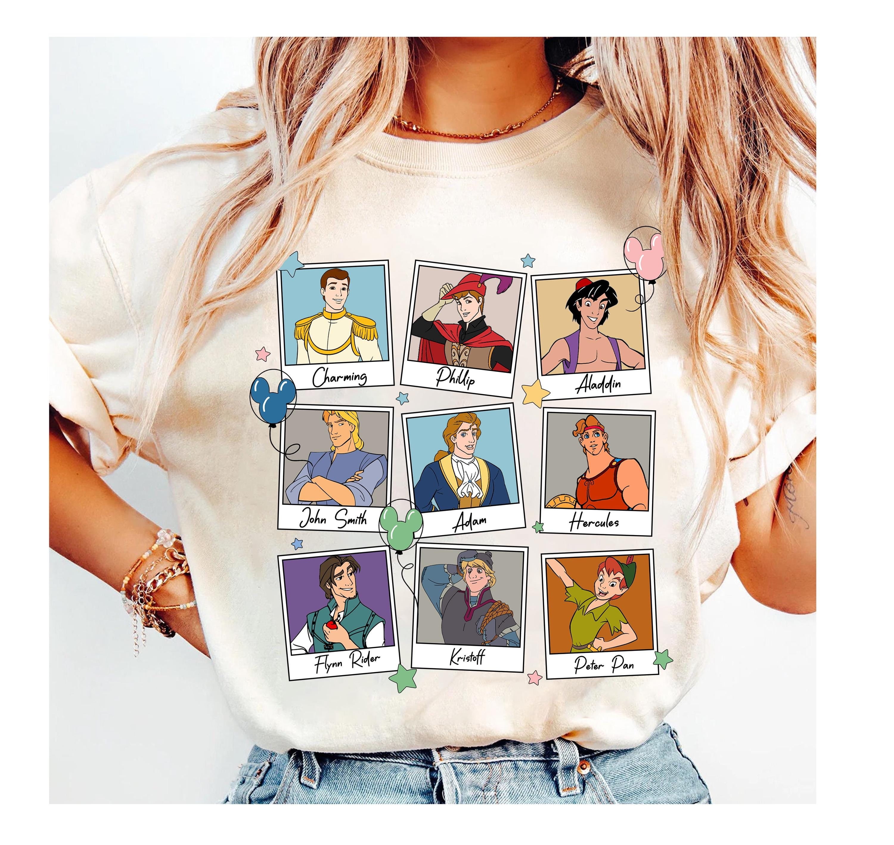 MilkCho Disney Prince Characters Group Shirt, Walt Disney Prince ...