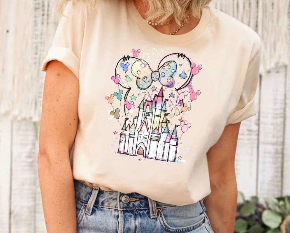 MilkCho Disney Princess Castle Shirt,Disney Watercolor Castle,Magic Kingdom Shirt, Disney Girls ...