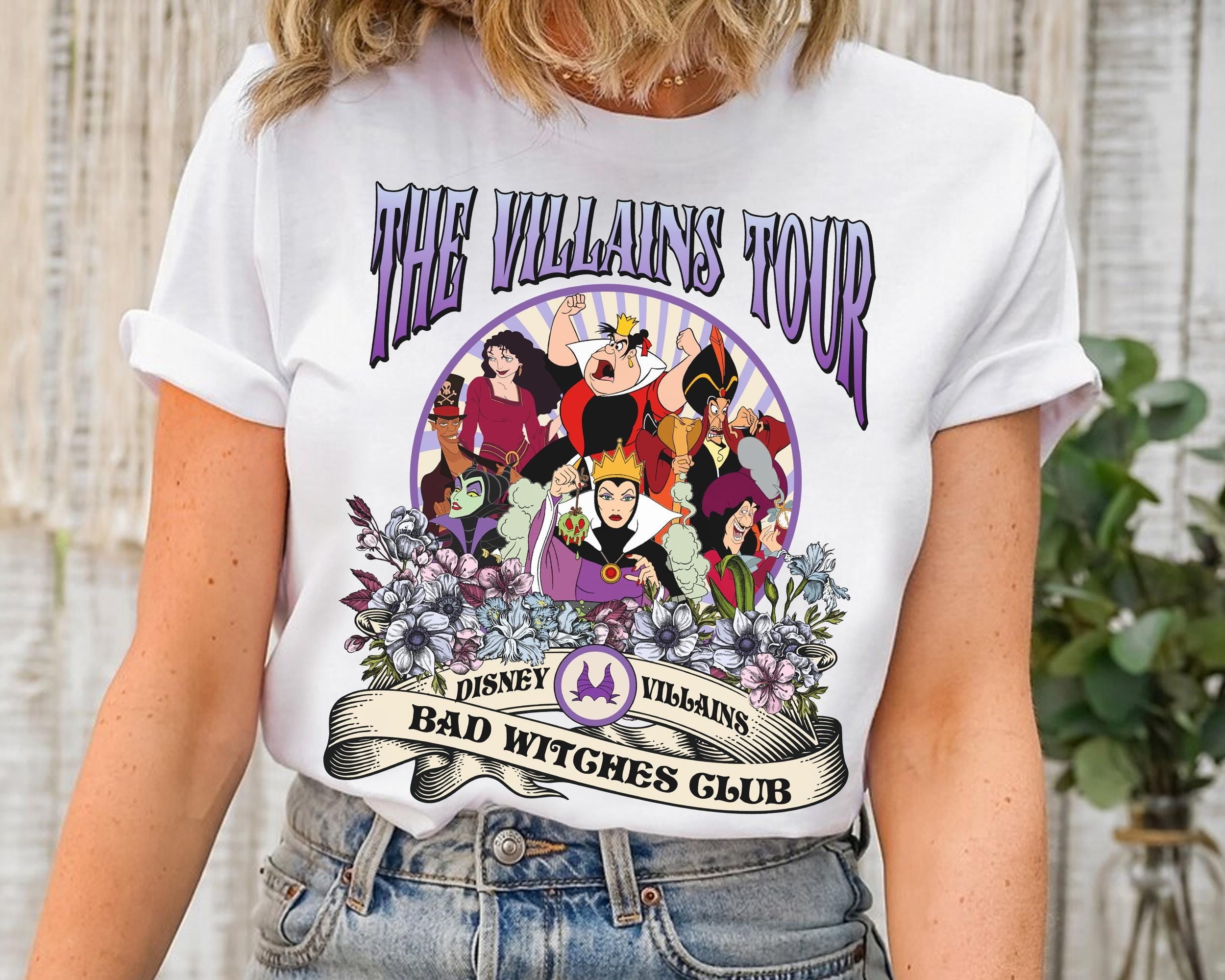 MilkCho Disney Villains Floral Bad Witches Club Shirt, The Villains Tour Shirt, Evil Queen ...