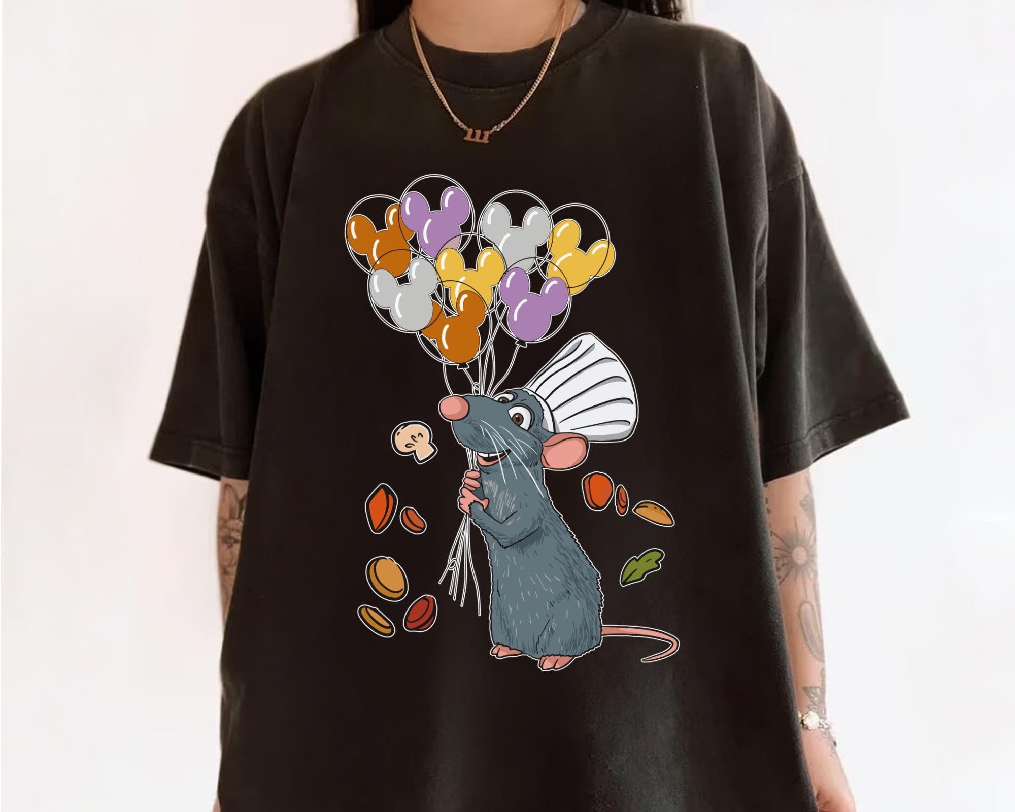 MilkCho Ratatouille Remy Mouse Chef With Mickey Balloon Shirt, Disney ...