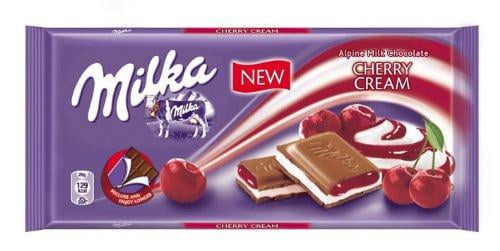 Milka Cherry Cream Chocolate Bar, 100g, Imported from Europe - Walmart.com