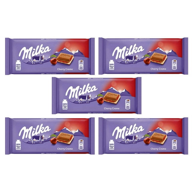 Milka Cherry Cream Chocolate Bar 100g (5-pack) - Walmart.com