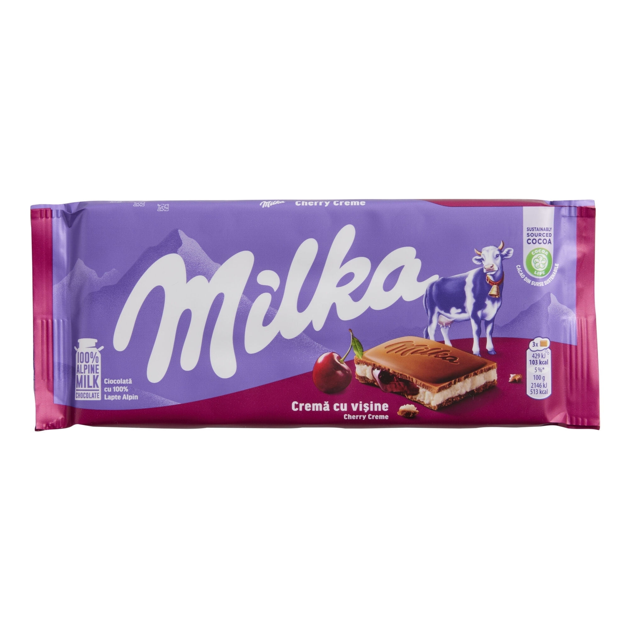 Milka Cherry Creme Milk Chocolate Bar 3.5 oz. 2 each Pack of 3 ...