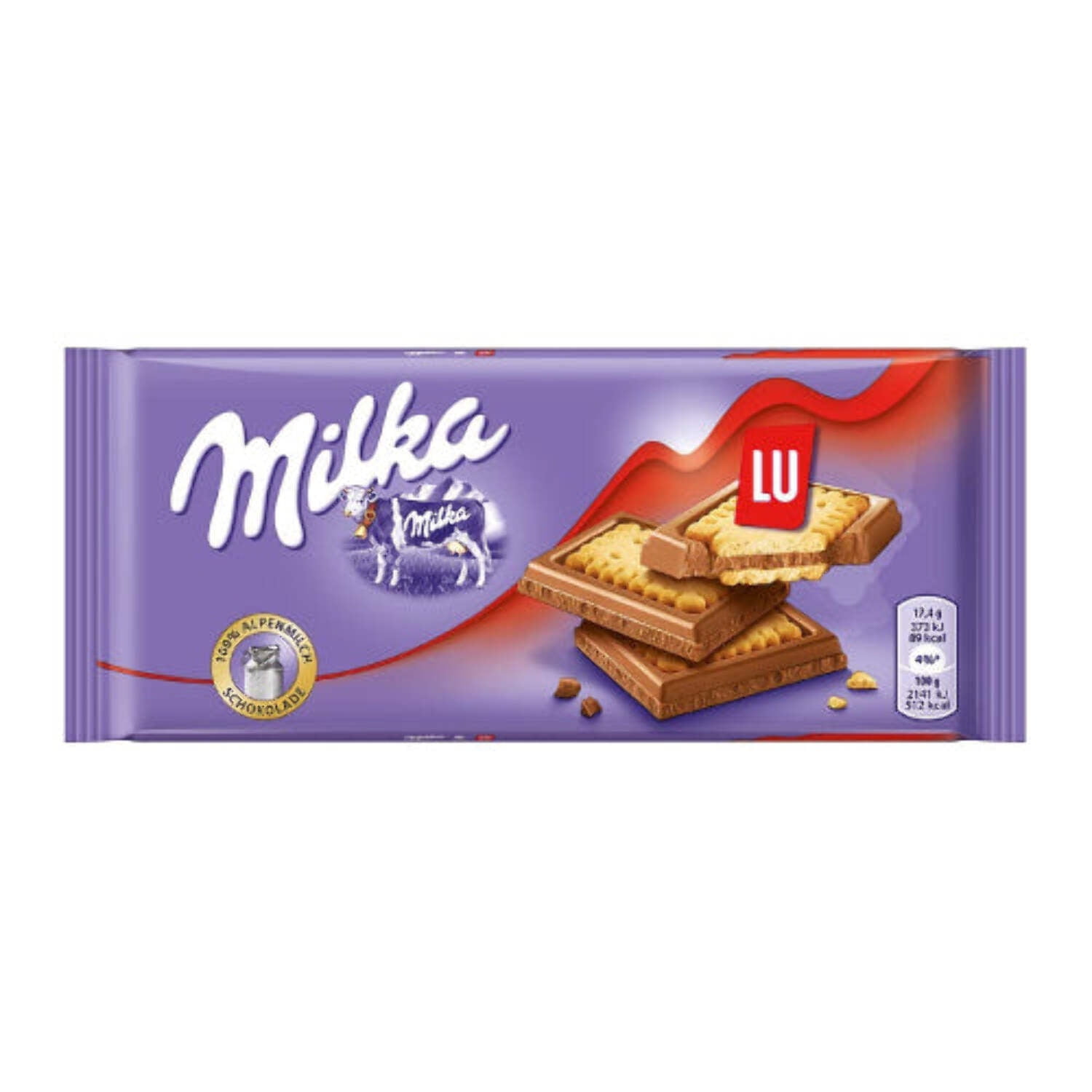 Milka Alpine Milk Chocolate Bar with Crunchy Lu Biscuits, 87g - Walmart.com