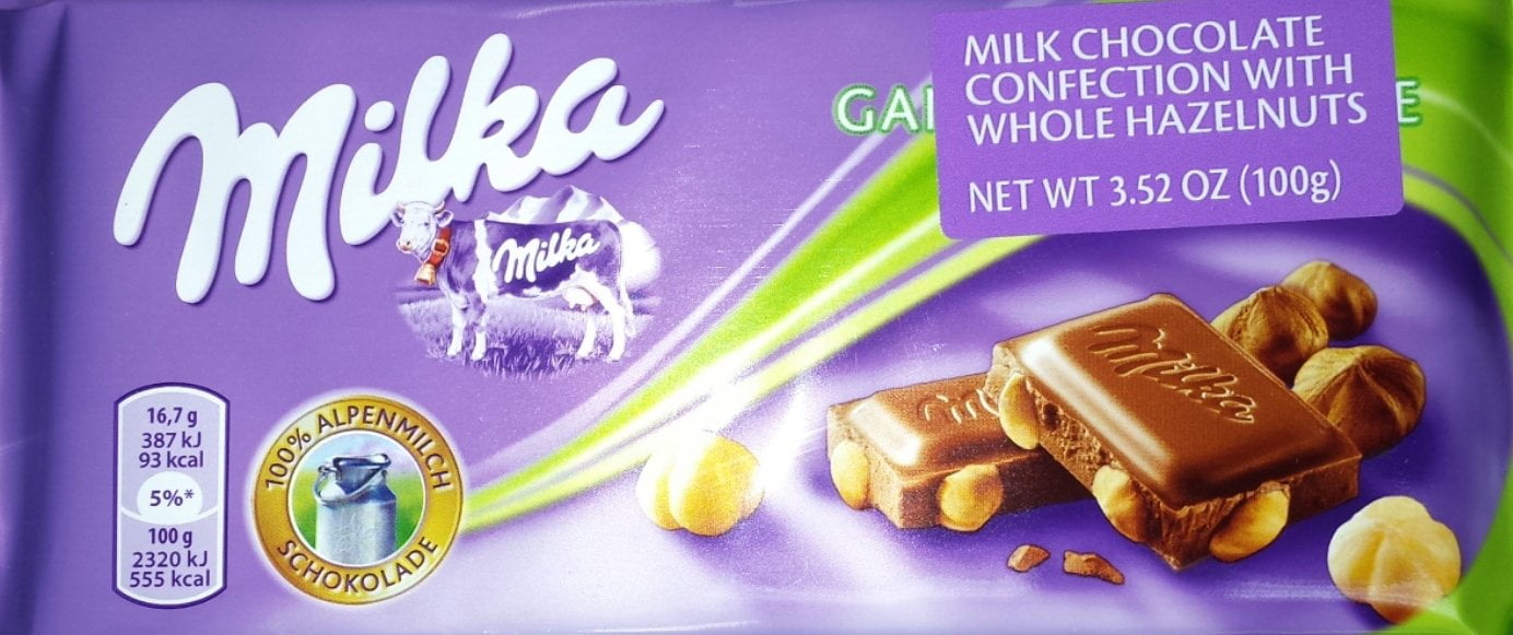 Milka Milk Chocolate Confection with Whole Hazelnuts, 3.52 oz. Bars ...